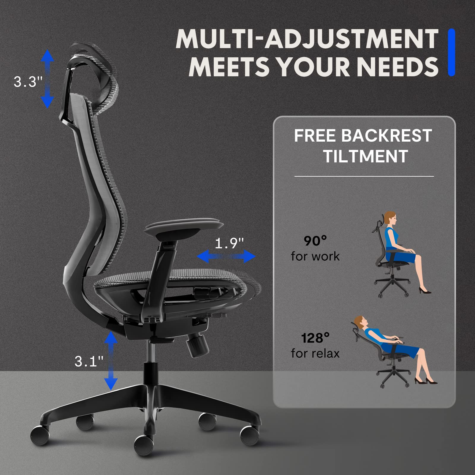 Snapklik.com : FLEXISPOT OC6 Mesh Ergonomic Office Chair High Back Desk Chair
