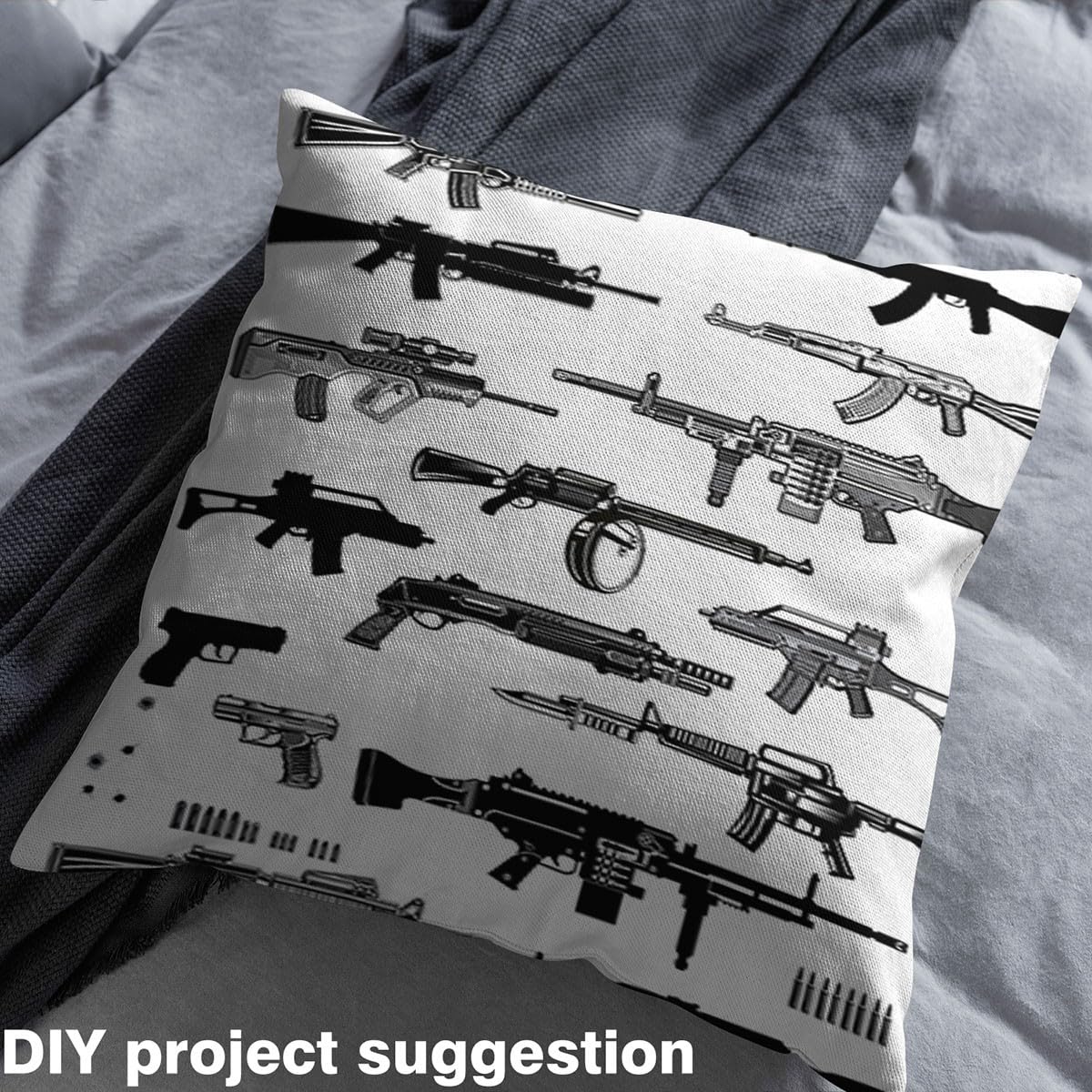 Snapklik.com : Gun Fabric By The Yard, Sniper Rifle Upholstery Fabric ...