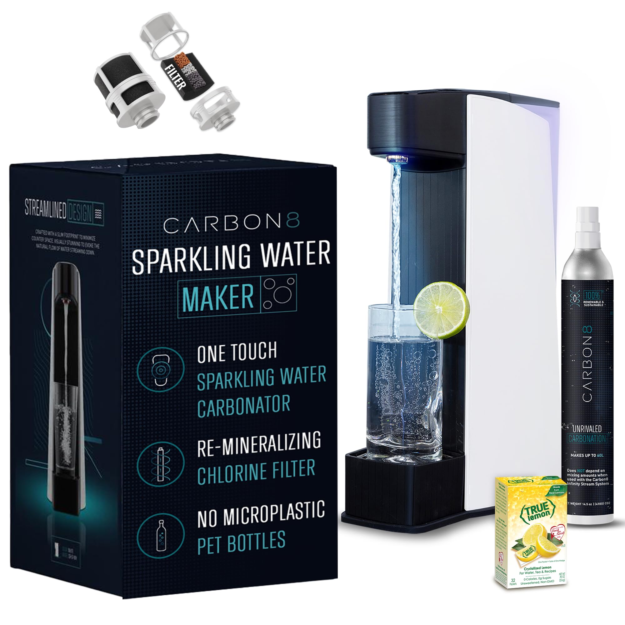 Amazon.com: Carbon8 Sparkling Water Maker Machine, Home Soda Stream Machine, Screw-In CO2 ...