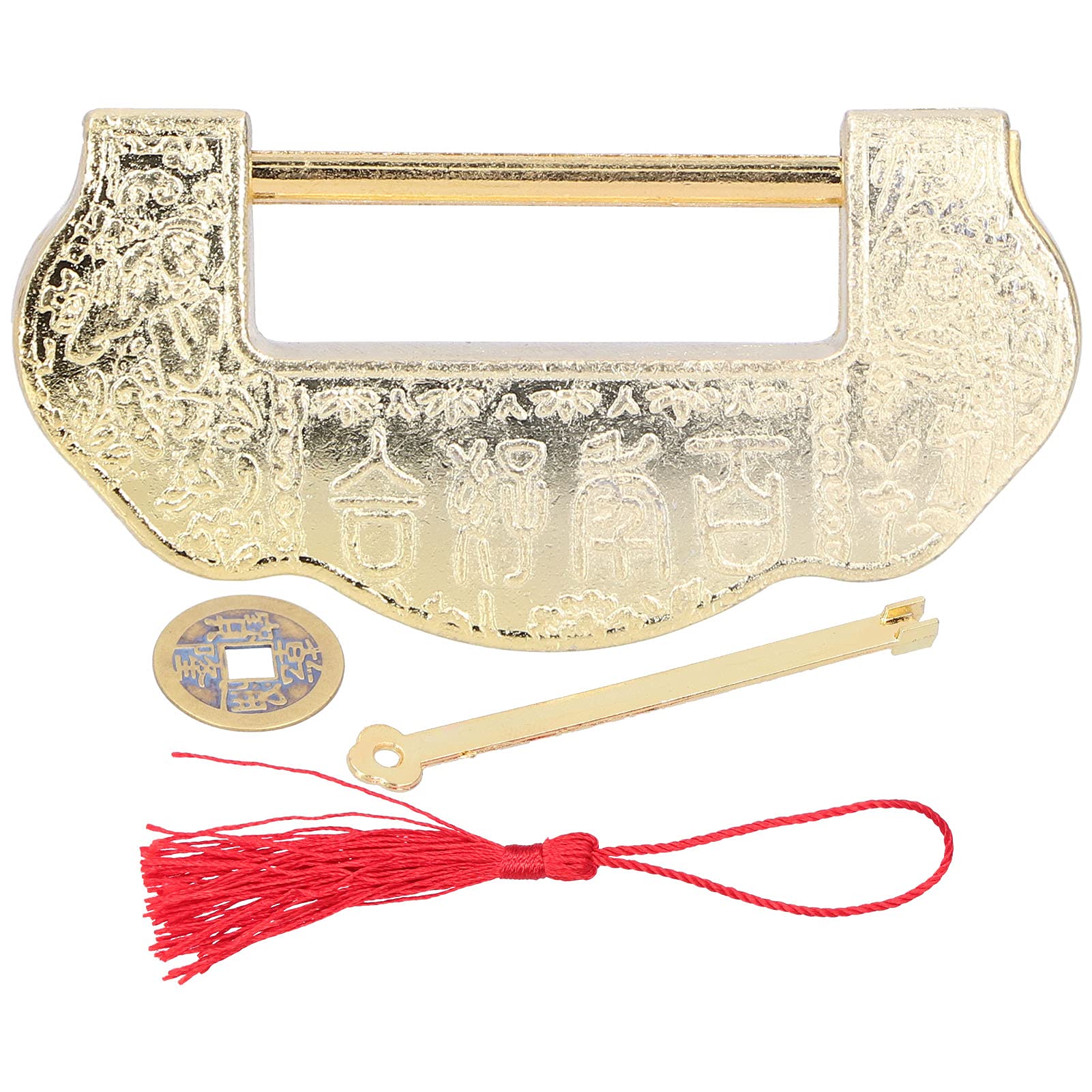 Chinese Carved Lock Set Decorative Padlock Ancient Style Padlock Ming ...