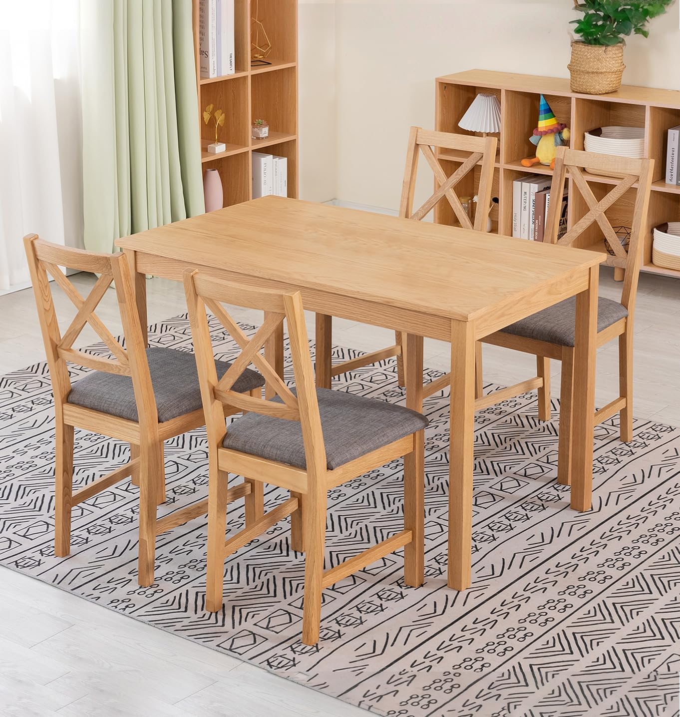 Hallowood Furniture Waverly Oak Dining Table and Chair Set of 4, Small ...