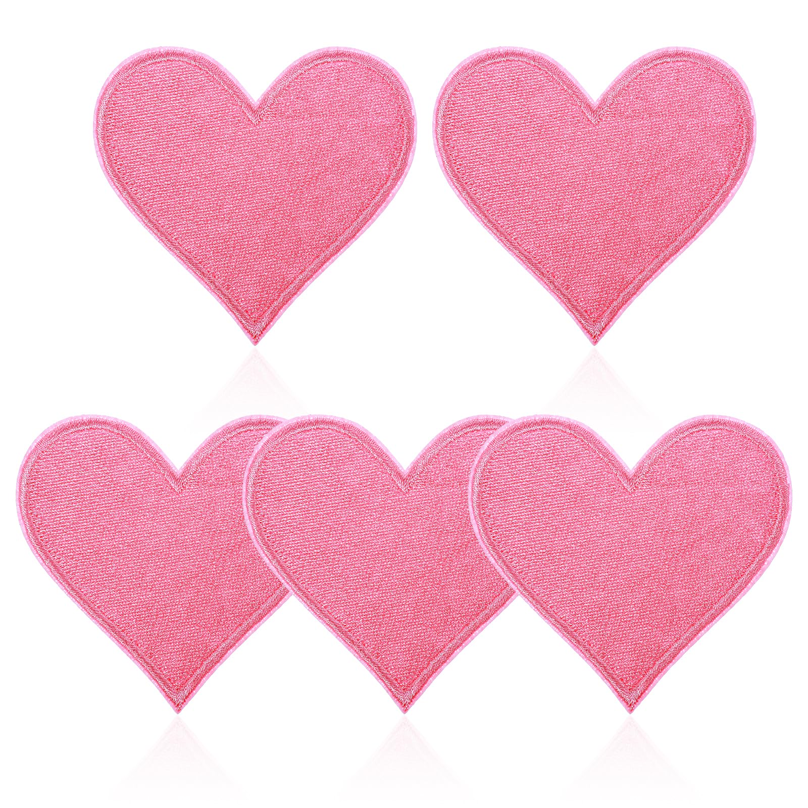 Amazon.com: 5pcs Pink Heart Embroidered Iron on Patches Heart Shaped ...