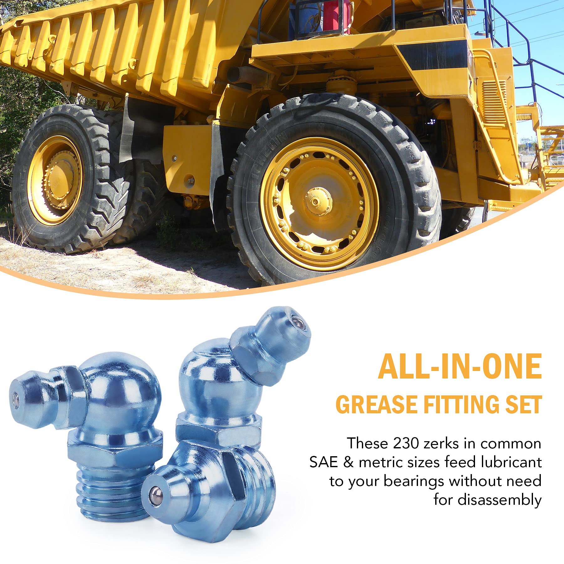 Snapklik.com : 230pc SAE & Metric Grease Fittings Kit Hydraulic Grease ...