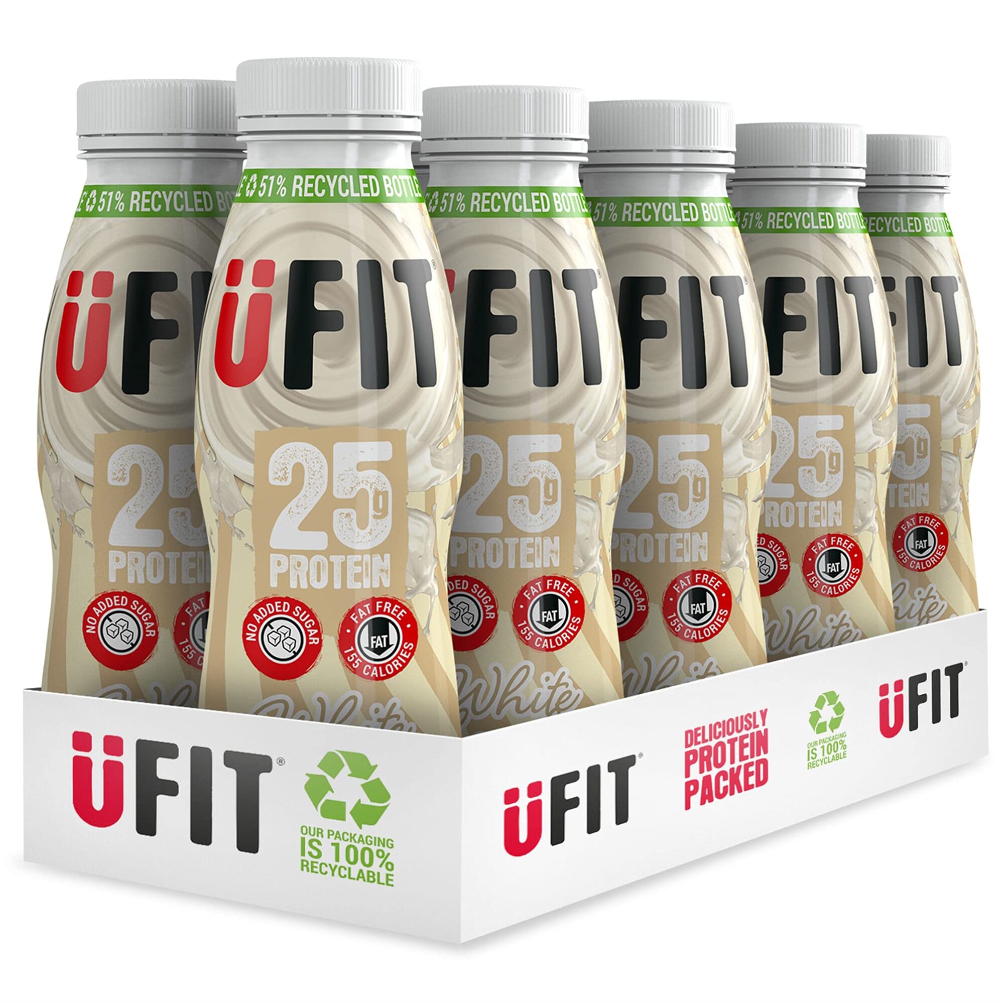 UFIT High 25g Protein Shake - White Chocolate Flavour- Fat Free - No ...