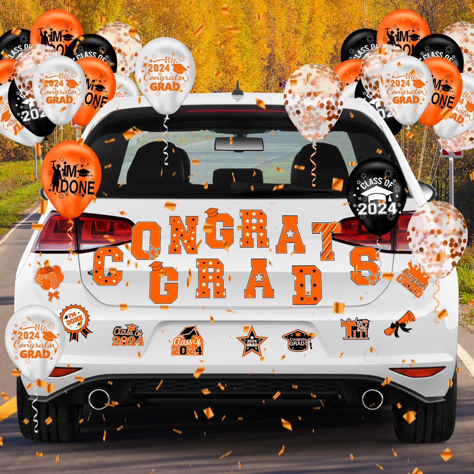 Amazon.com: 45pcs 2024 Graduation Car Magnets Balloons Decorations ...