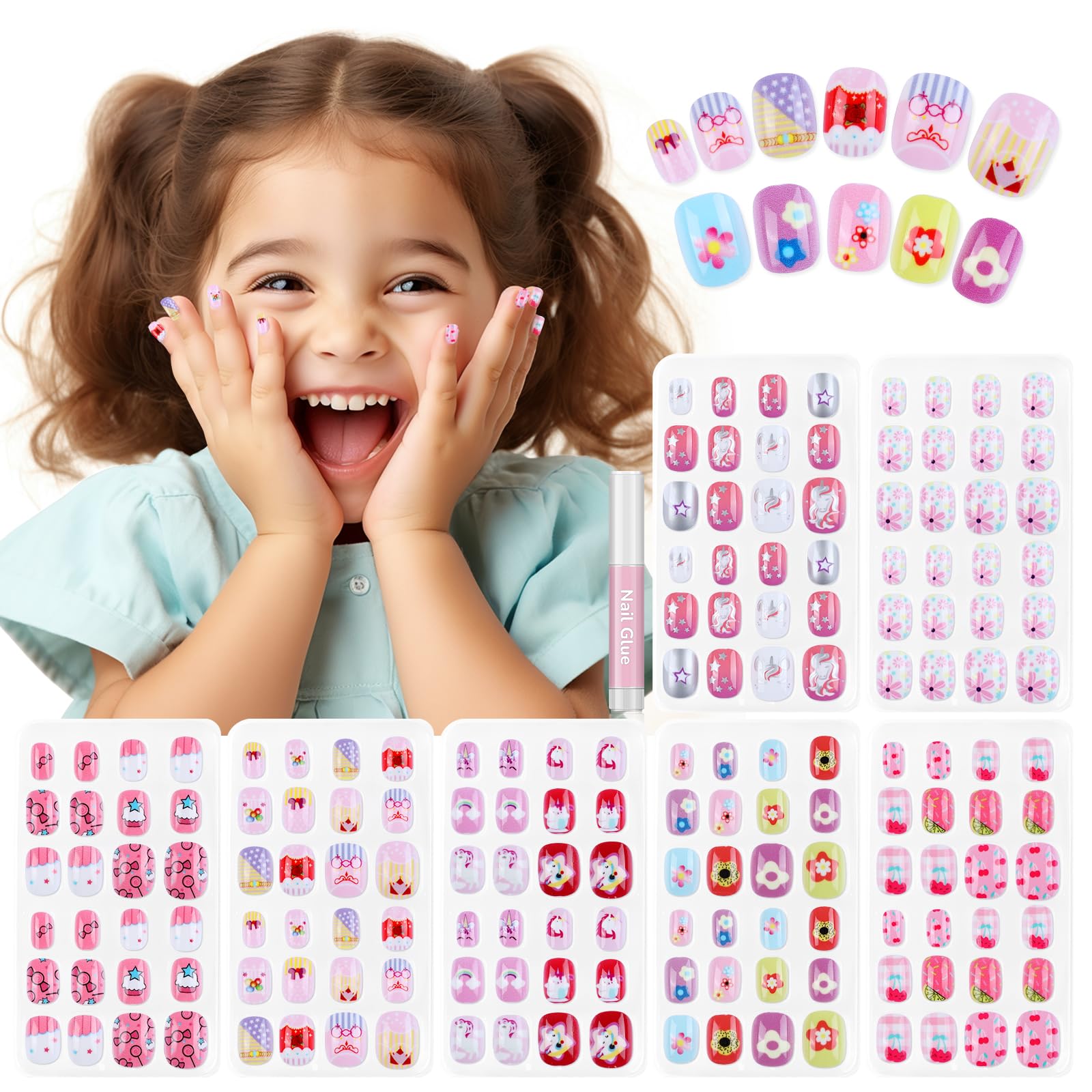 Amazon.com: Bukaki Creative Press on Nails for Kids: 168Pcs 6 Pack ...