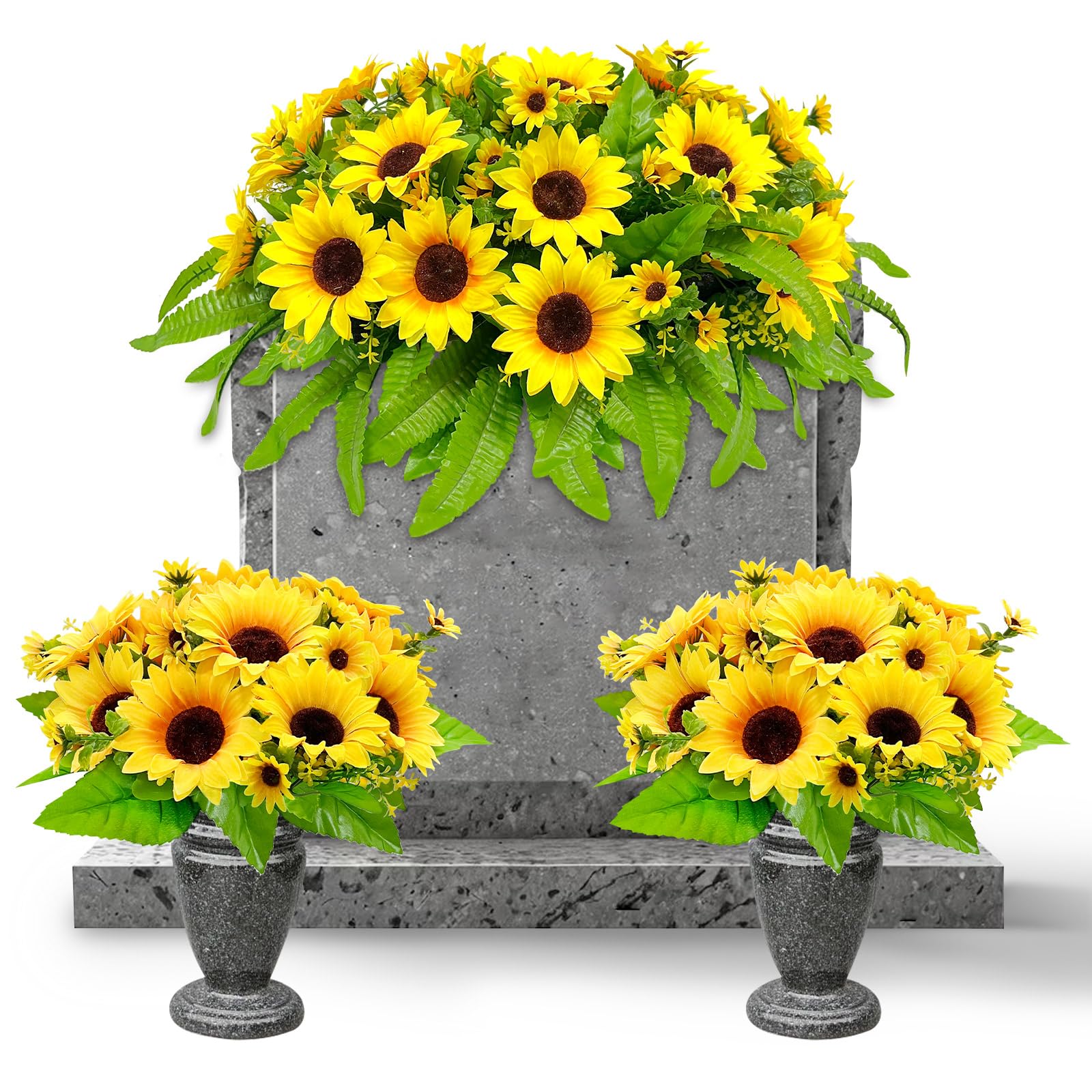 Amazon.com: GRPFS Artificial Headstone Flower Saddle with Vase 3 Pieces Set Cemetery Flower ...