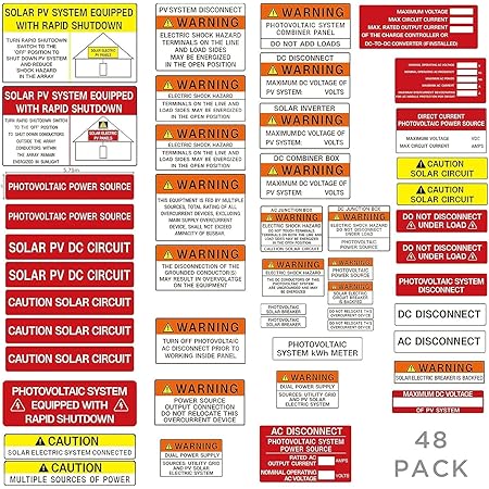 Amazon.com: Photovoltaic Solar System Installer Label Kit | 2020 | 2017 ...