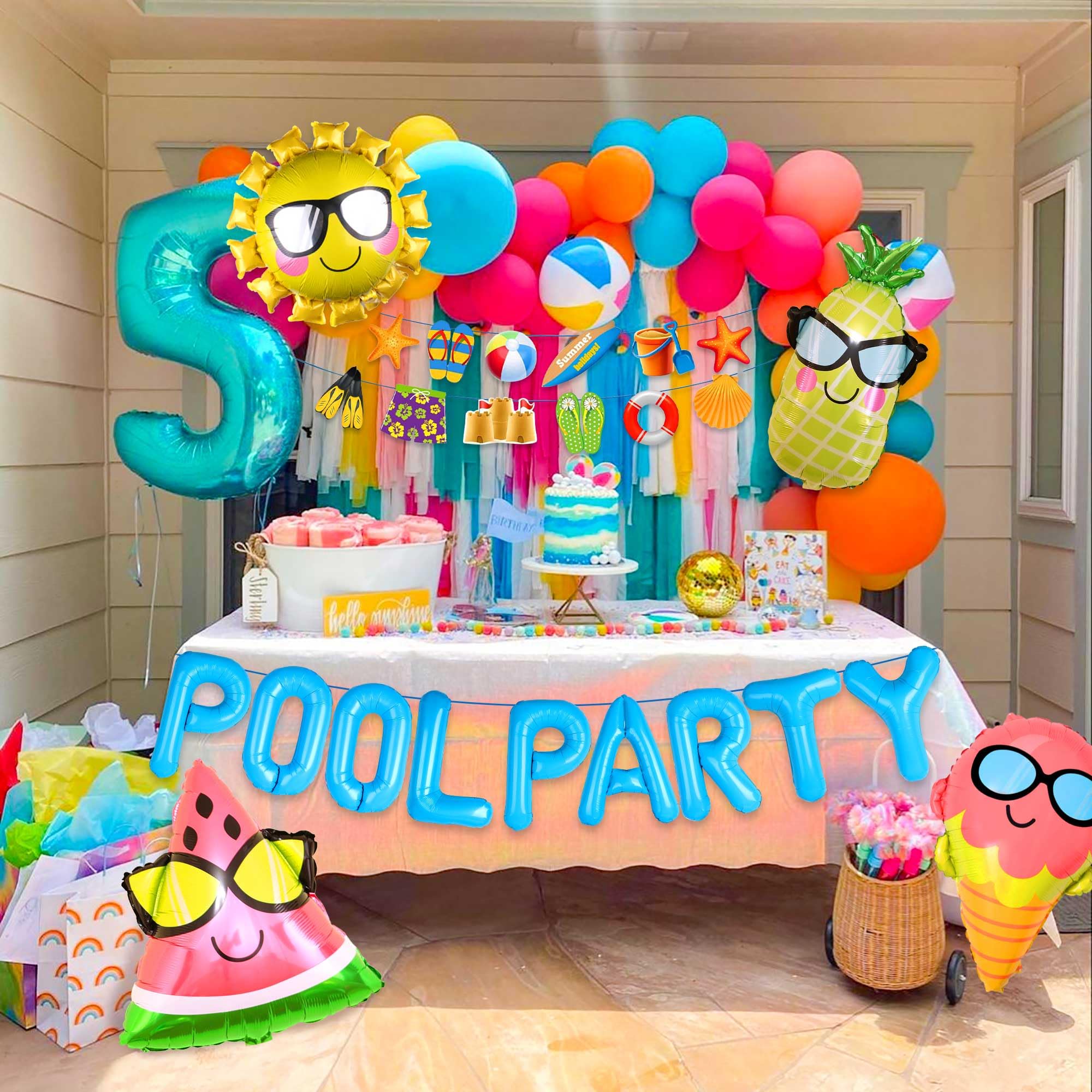 Pool Party Theme Balloon Decor Ridge And Grey's Pool Themed First