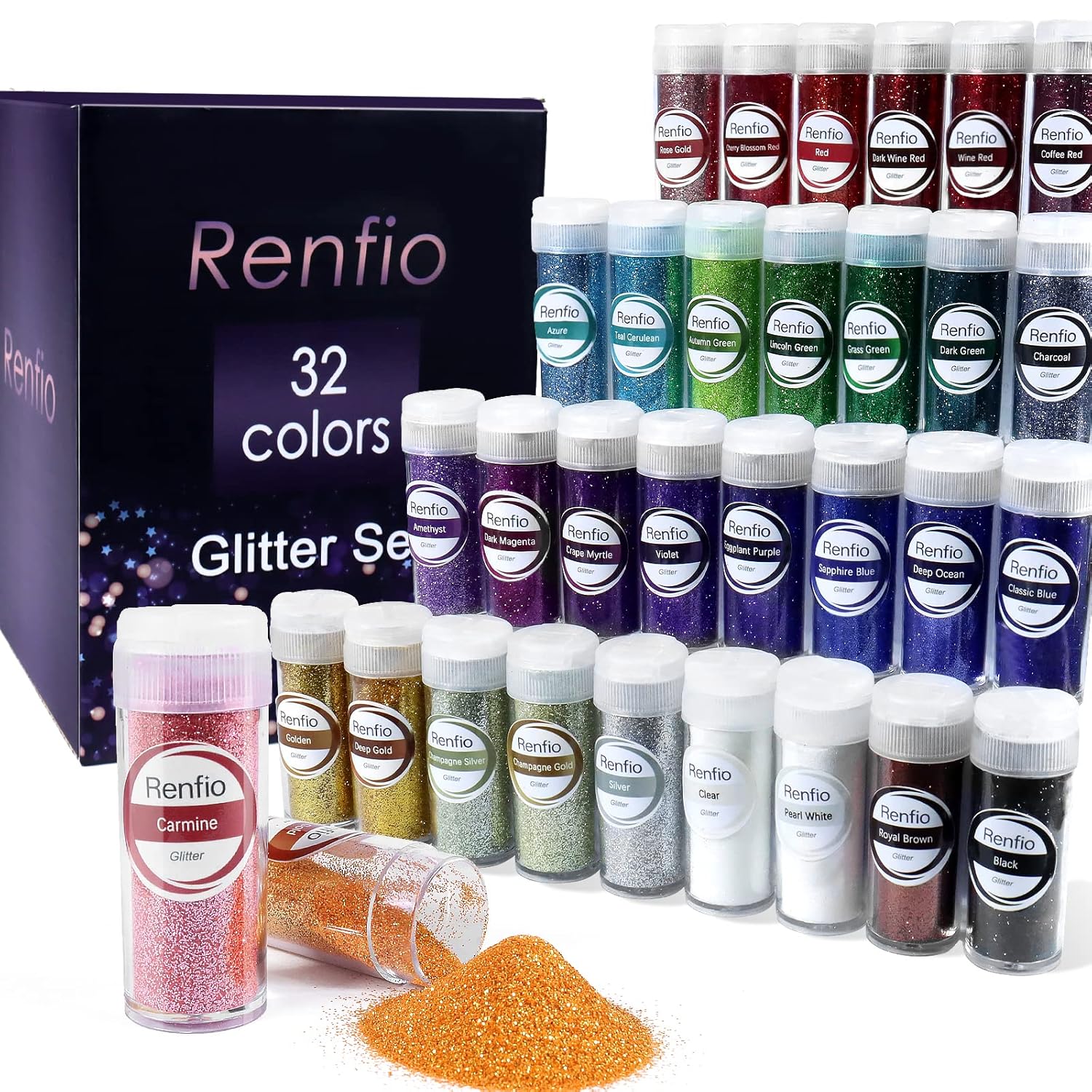 Amazon.com: Renfio 32 Colors Glitter Set, 11.28oz 320g Ultra Fine ...
