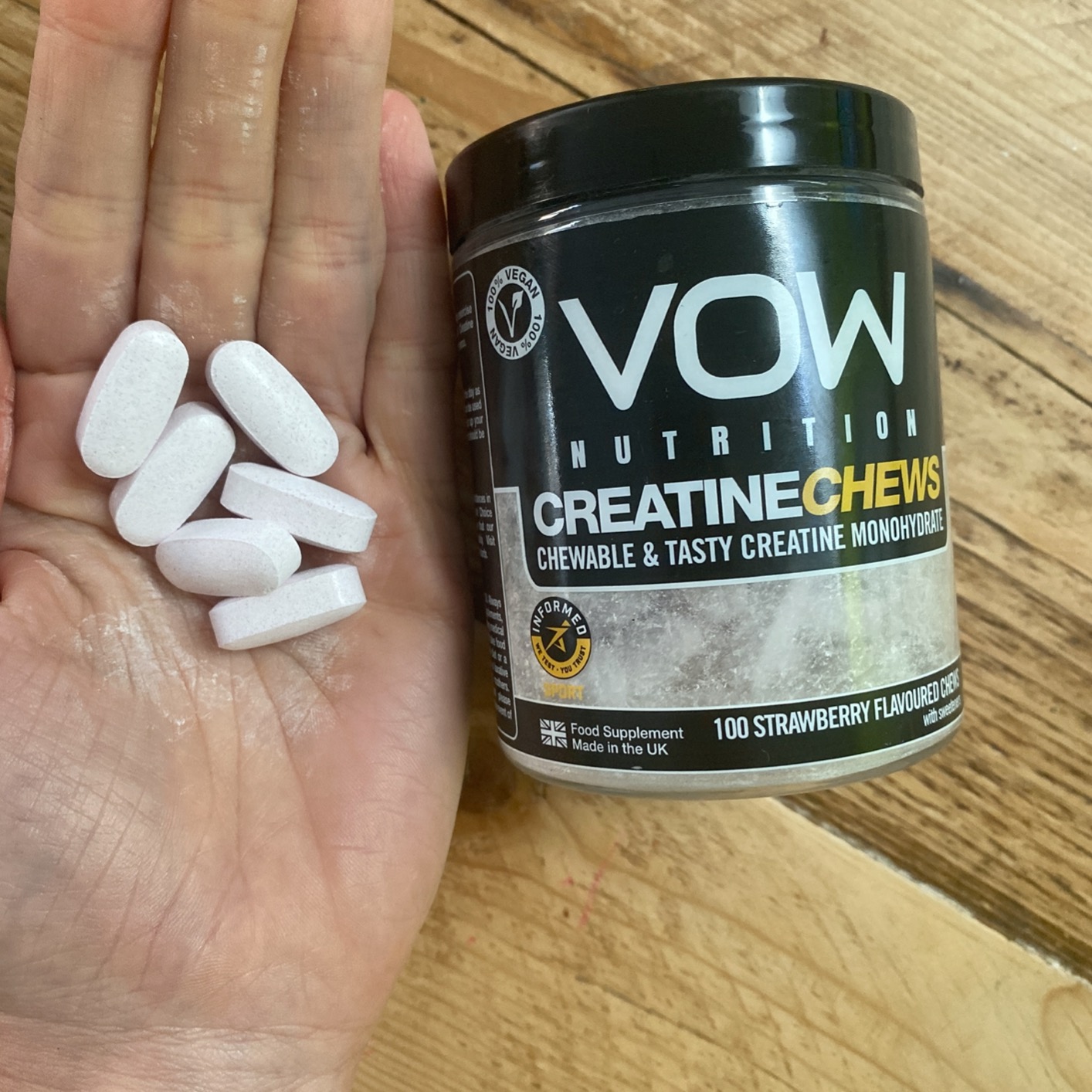 VOW Nutrition Creatine Chews,100 Strawberry Flavoured Chews, Creatine ...