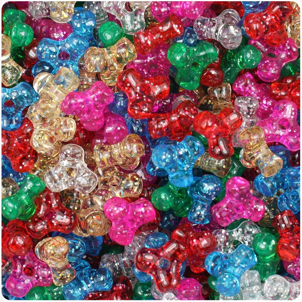 Amazon.com: BeadTin Classic Mix Sparkle 11mm TriBead Plastic Craft ...