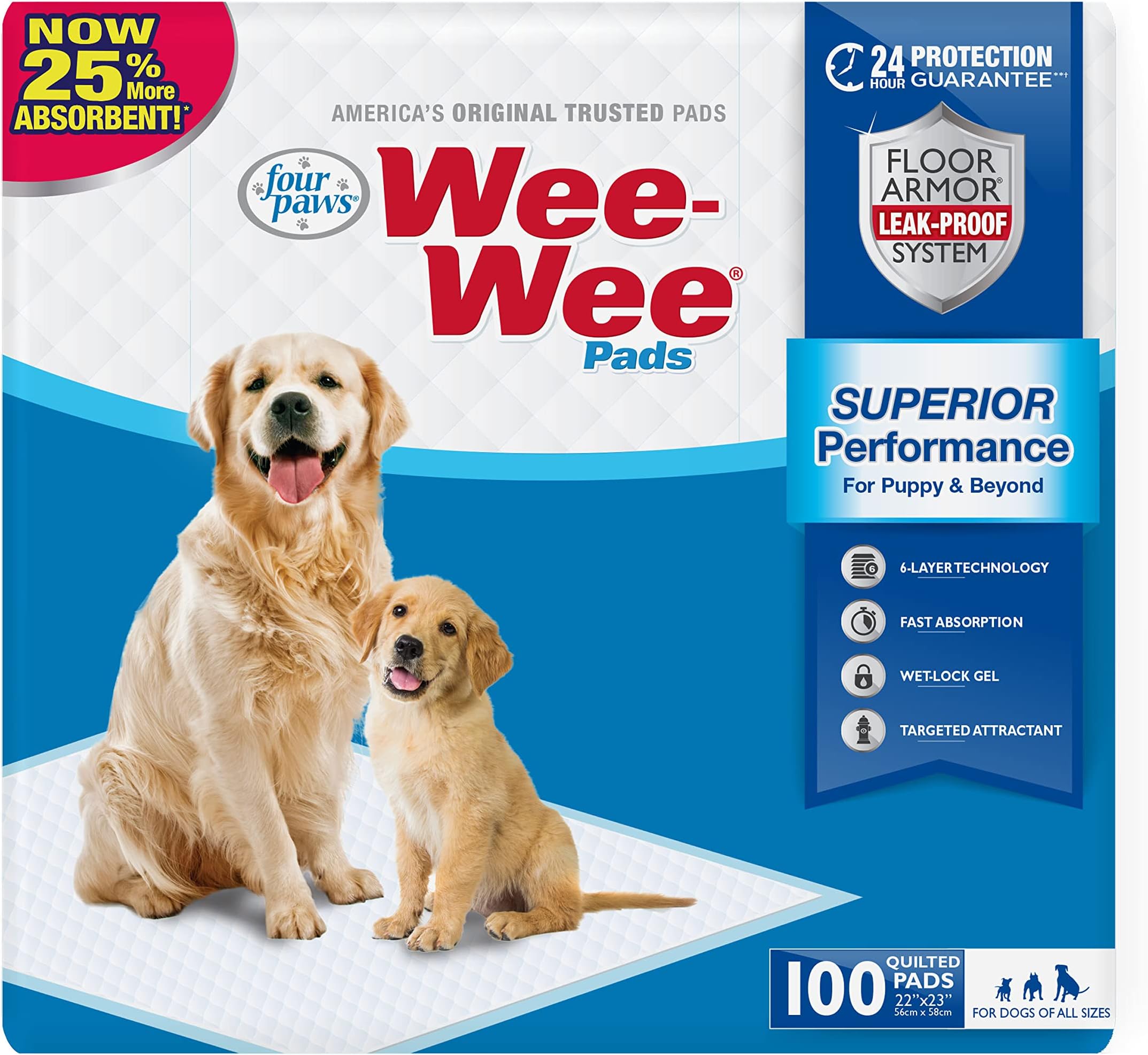 Amazon.com: Katziela Disposable Pet Pads - 22" x 23" Dog Pee Pads for ...