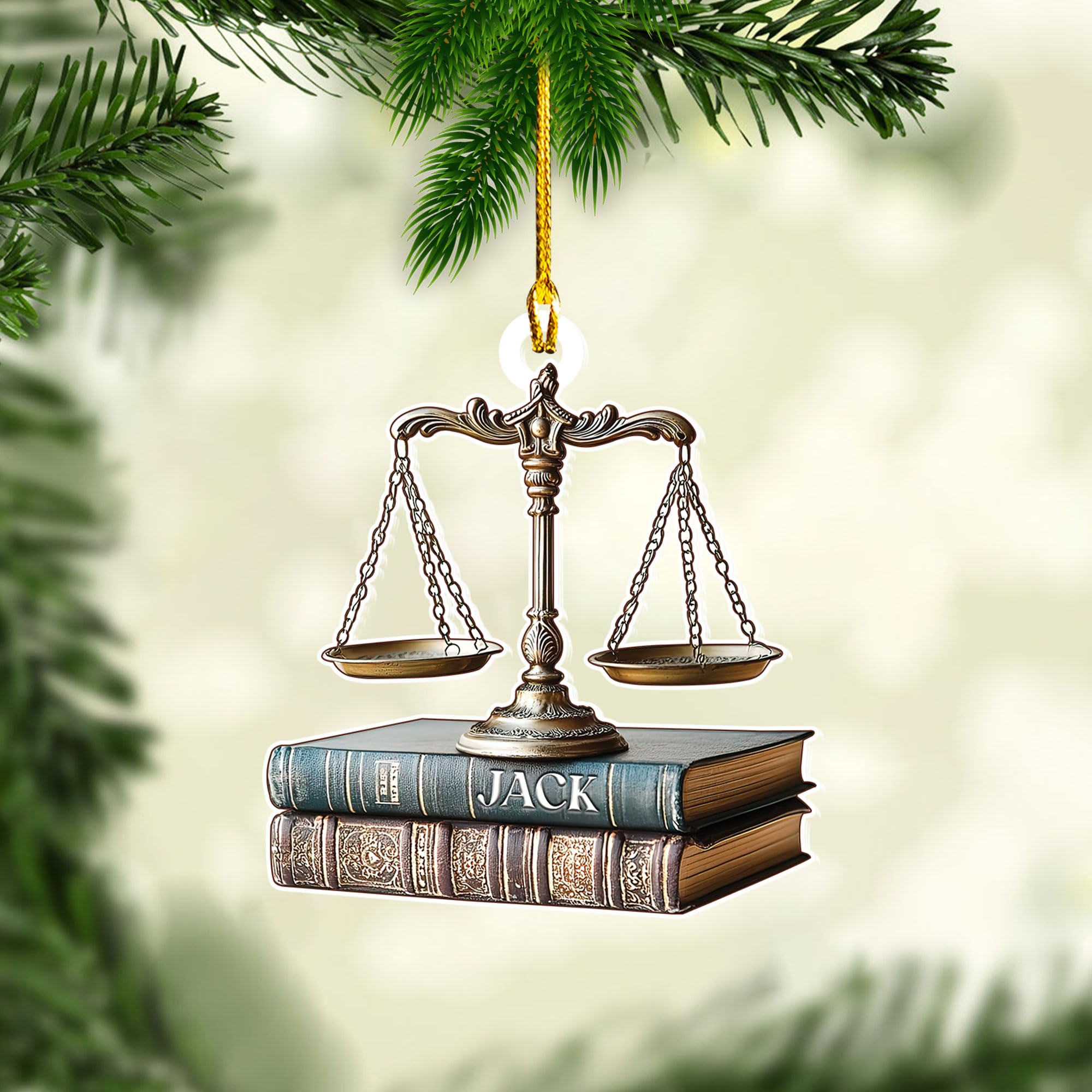 Amazon.com: Personalized Lawyer Christmas Ornament, Scales of Justice ...