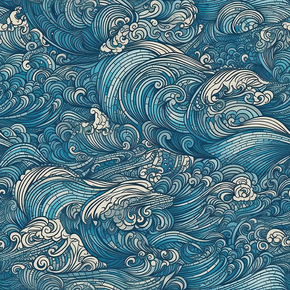 HEISIG 18"x236" Watercolor Blue/White Seawave Peel and Stick Wallpaper ...