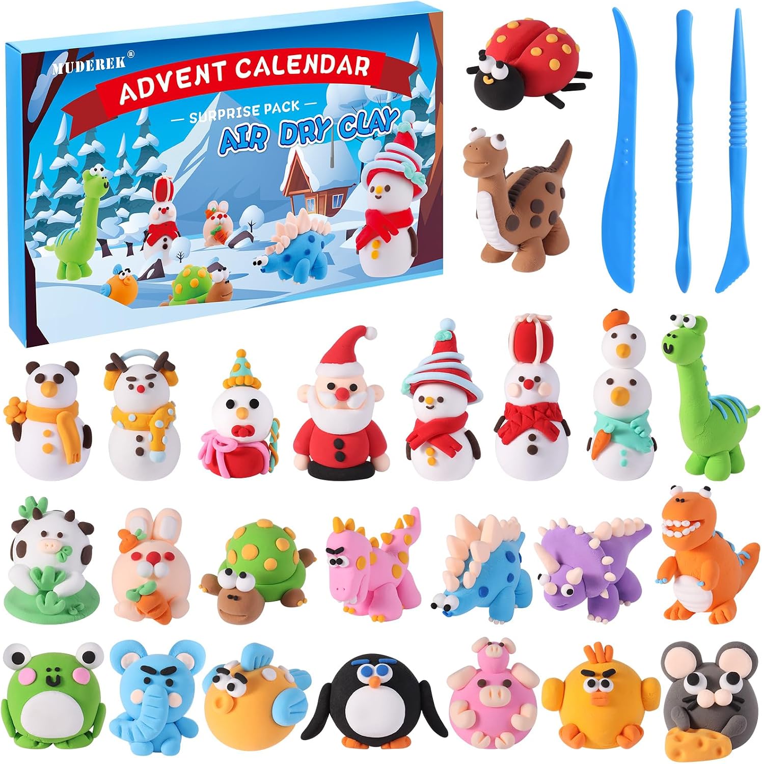 Amazon.com: Unique Advent Calendar 2025 Christmas Air Dry Clay,25 Days ...