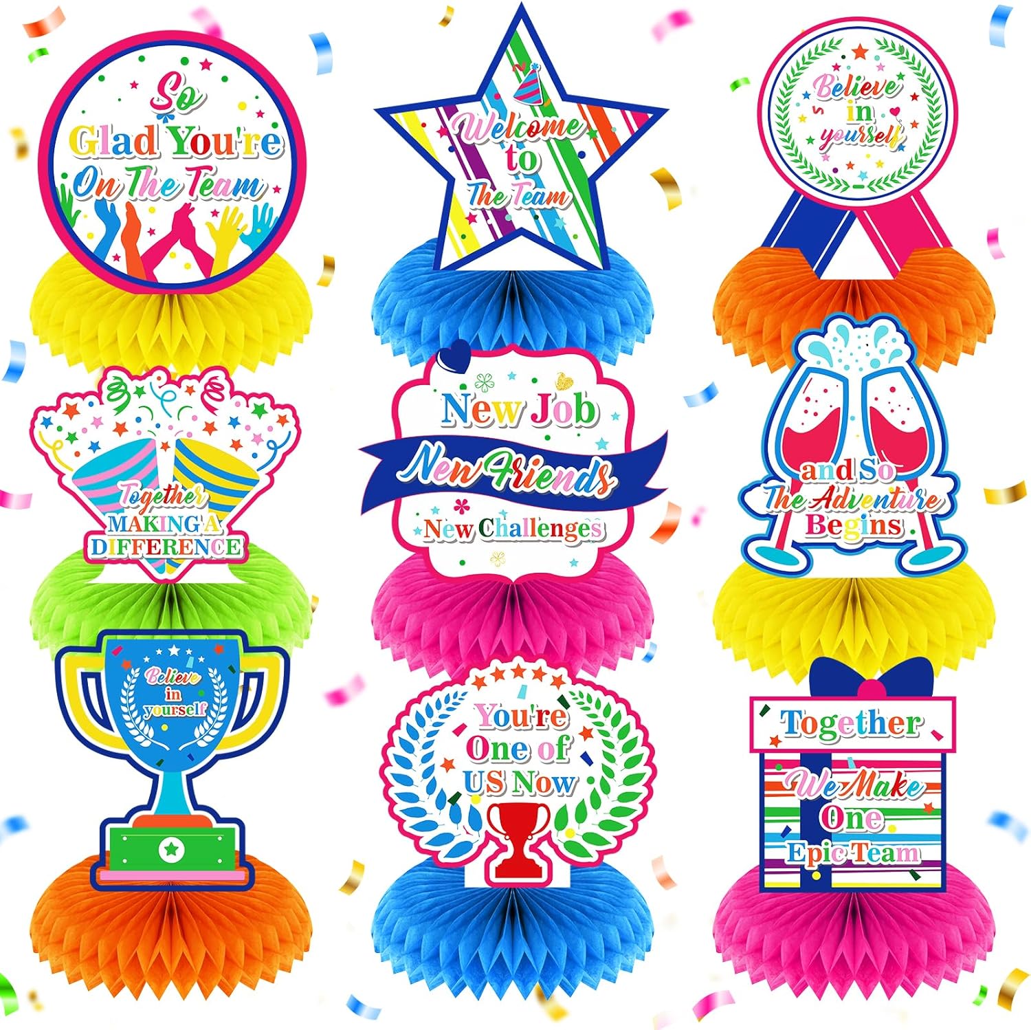 Amazon.com: Welcome to The Team Party Decorations 9 PCS Table Honeycomb ...