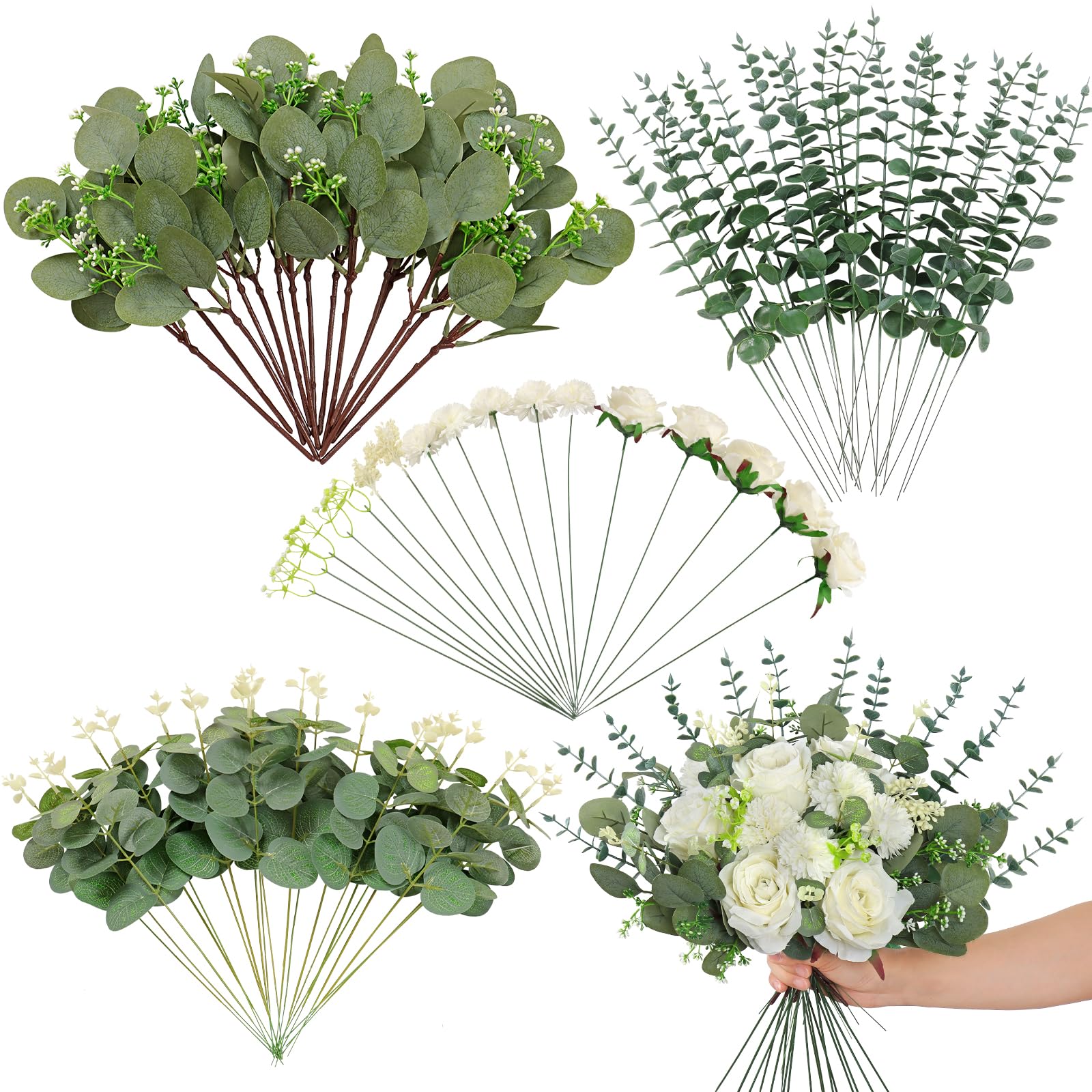 Amazon.com: Weldomcor Artificial Greenery Stems with 7 Kinds of Fake ...