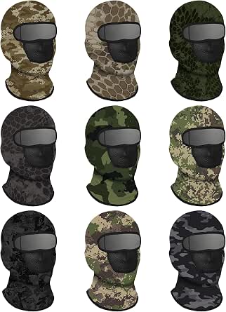 SATINIOR 9 Pcs Balaclava Ski Mask Sun Full Face Mask for Men Women Camo ...