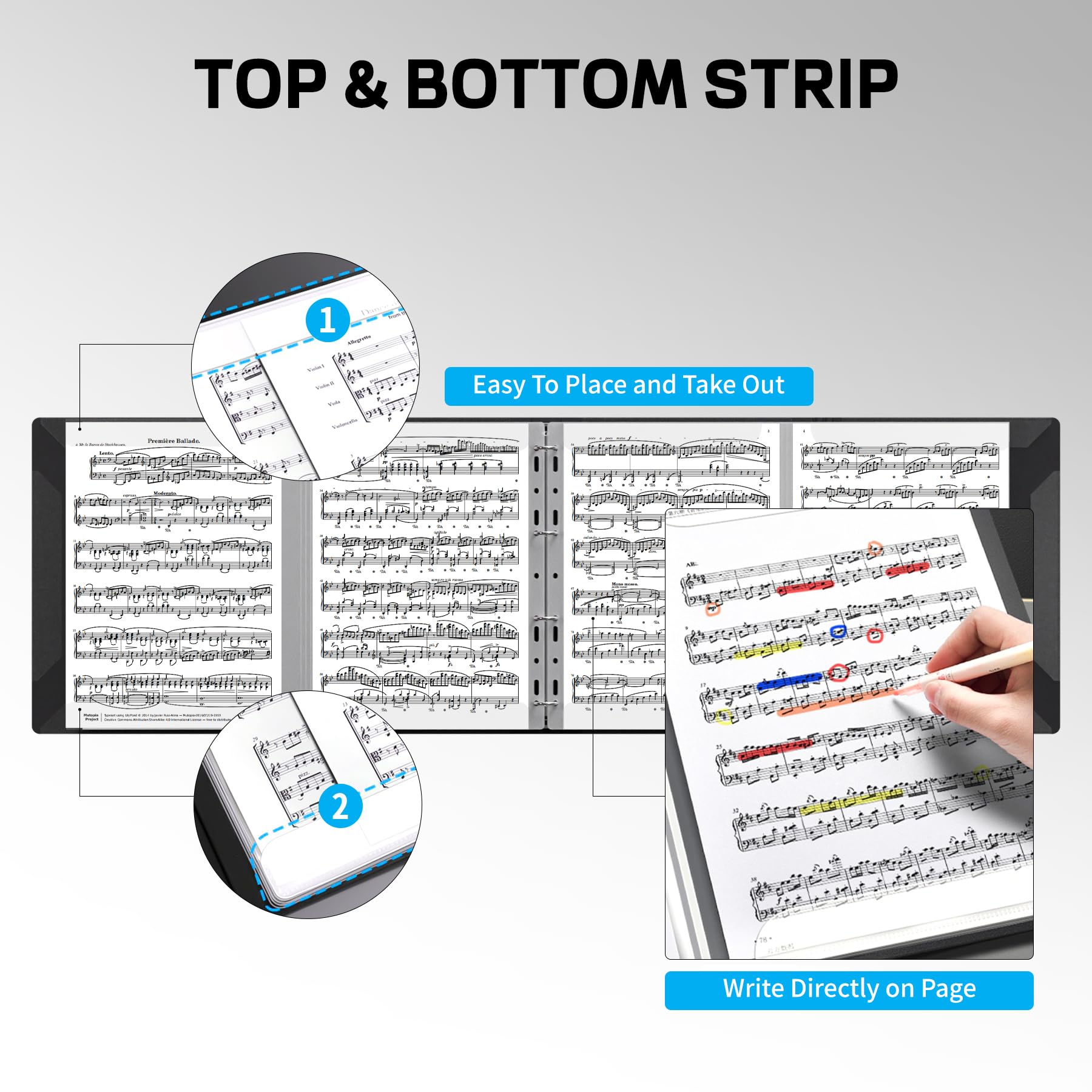 Snapklik.com : Sheet Music Folder, Piano Sheet Music Binder 4 Page ...