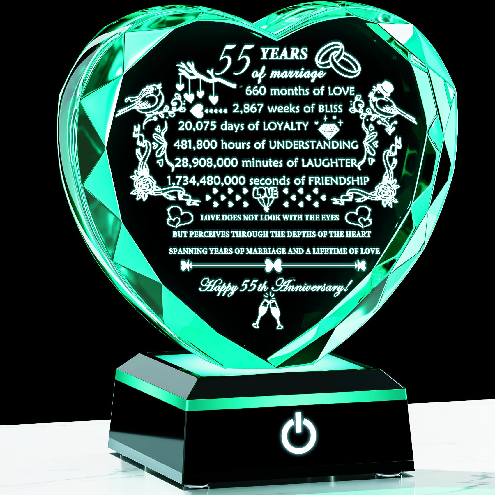 Amazon.com: YWHL 55th Wedding Anniversary Heart Gifts with Colorful LED ...
