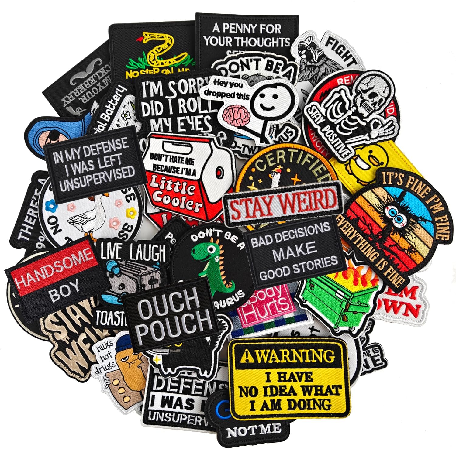 Amazon.com: 20 Pieces Random Funny Patches, Hook and Loop Humorous ...