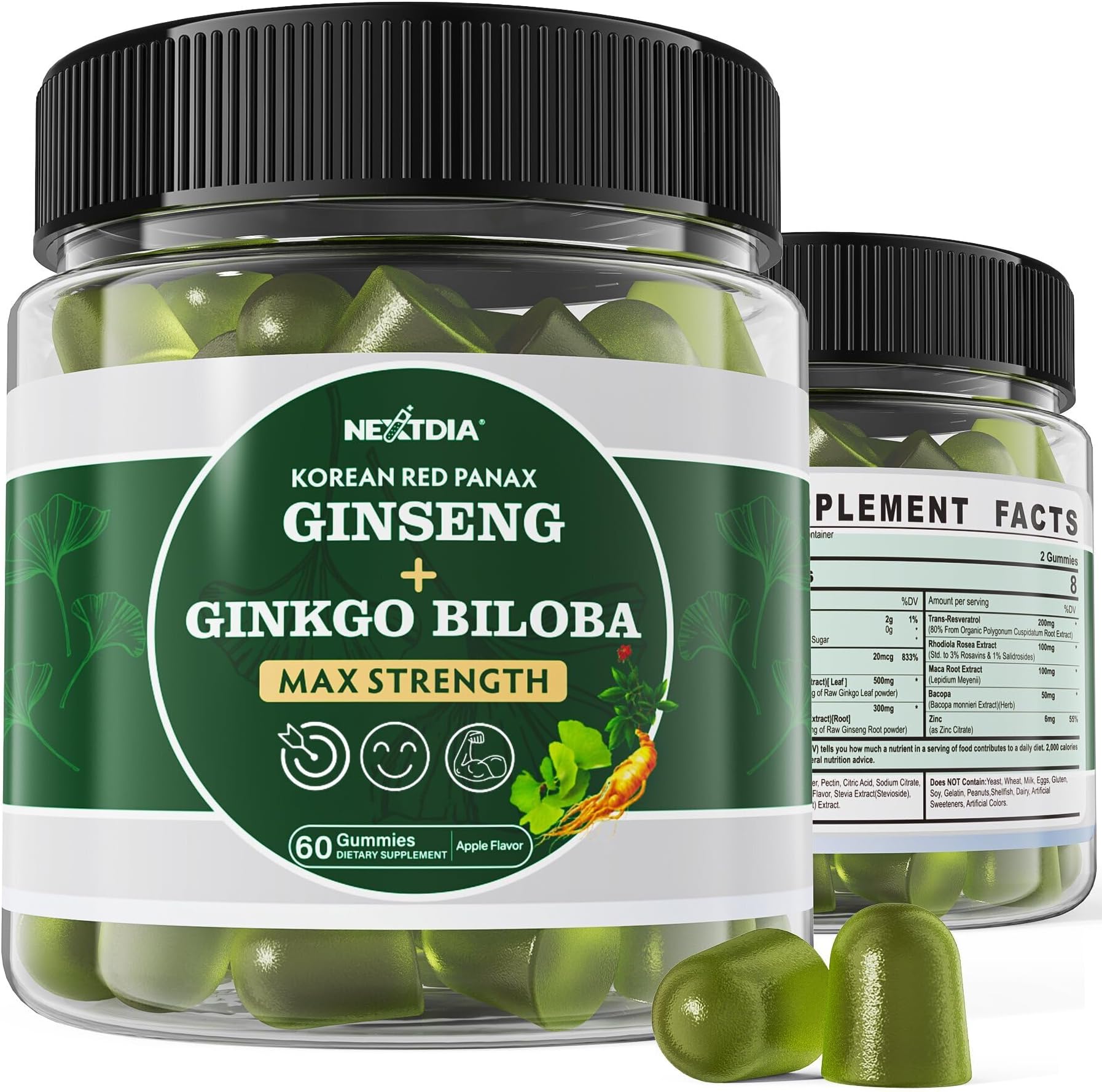 Amazon.com: Zetelixia Ginkgo Biloba Gummies 120mg for Women & Men ...