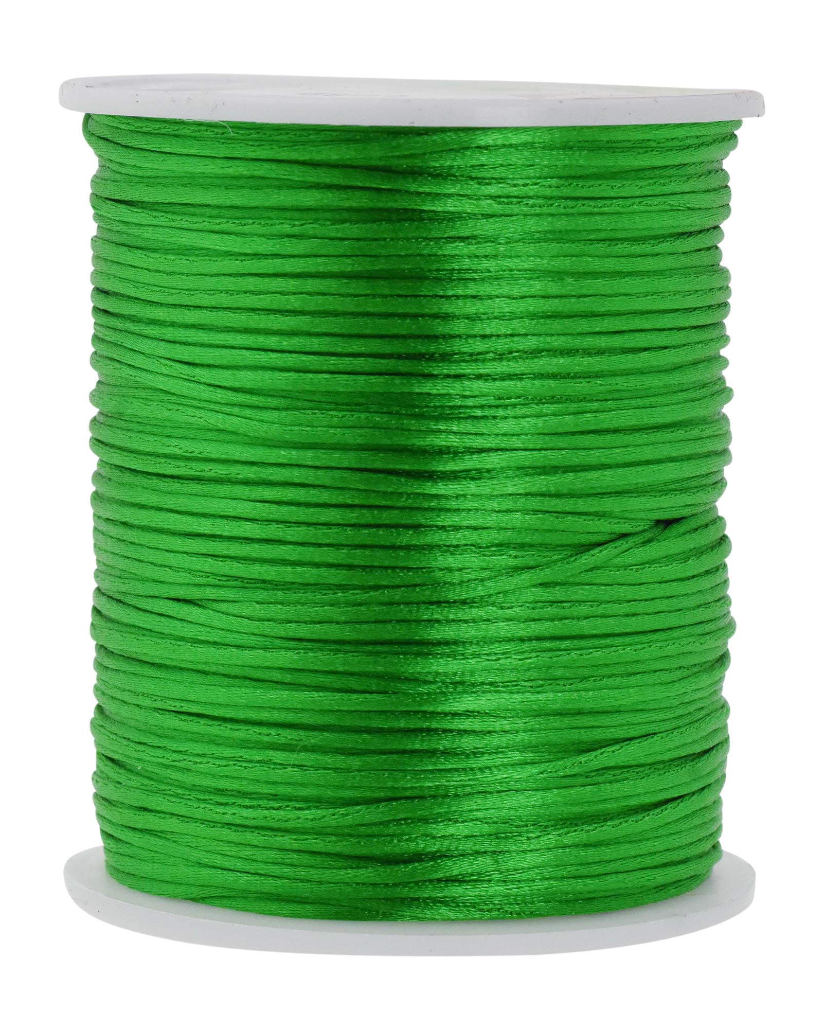 Snapklik.com : Mandala Crafts Nylon Satin Cord 1mm Rattail - Green String