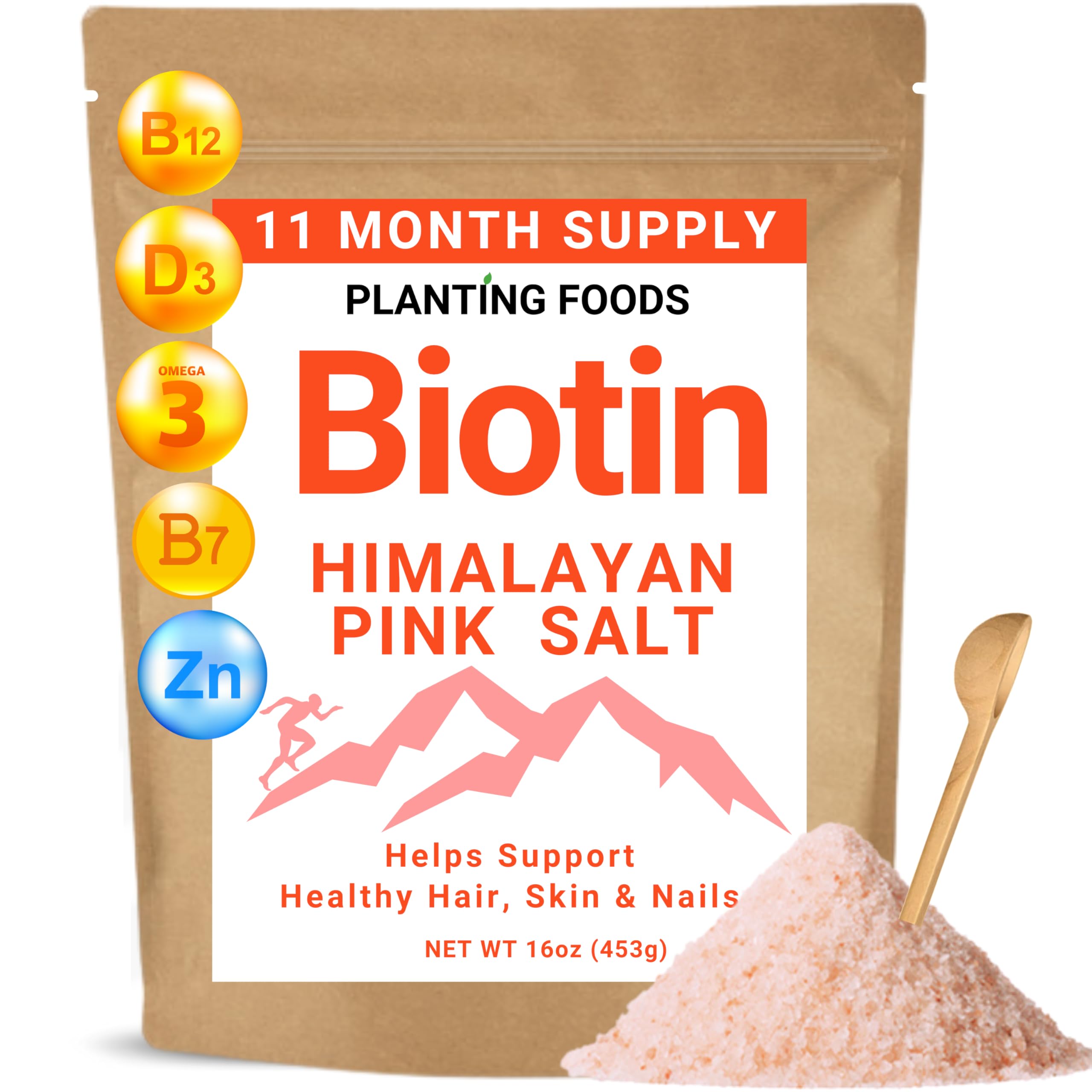 Himalayan Pink Salt + Vitamin B7 (Biotin) | Fine Grain 1 lbs | Premium ...