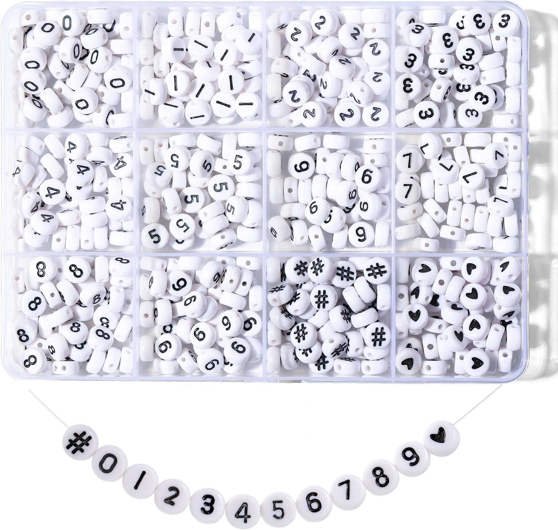 Amazon.com: 500 Pcs Acrylic Number Symbol Beads White Background Black ...