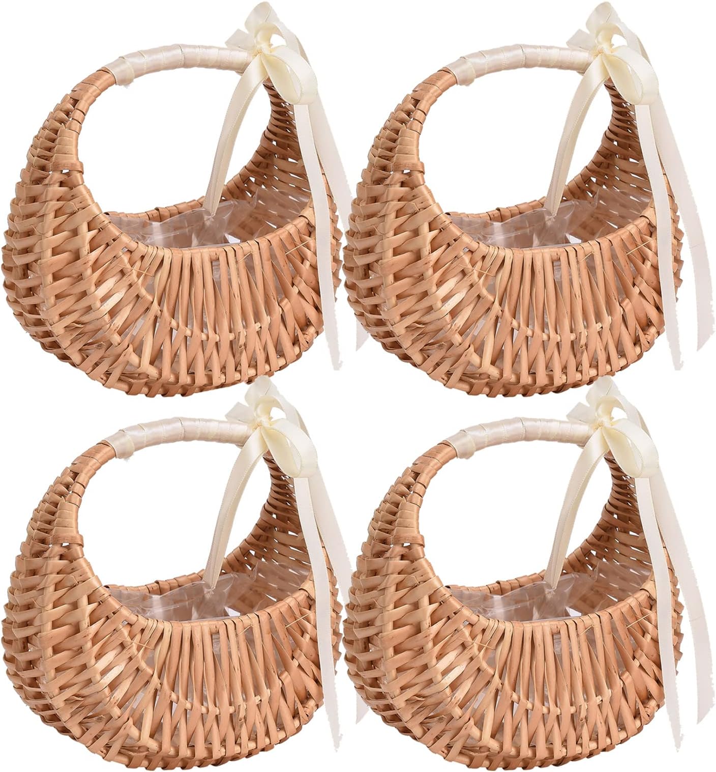 Amazon.com: Rattan Basket Half Moon Wicker Basket Willow Straw Basket ...