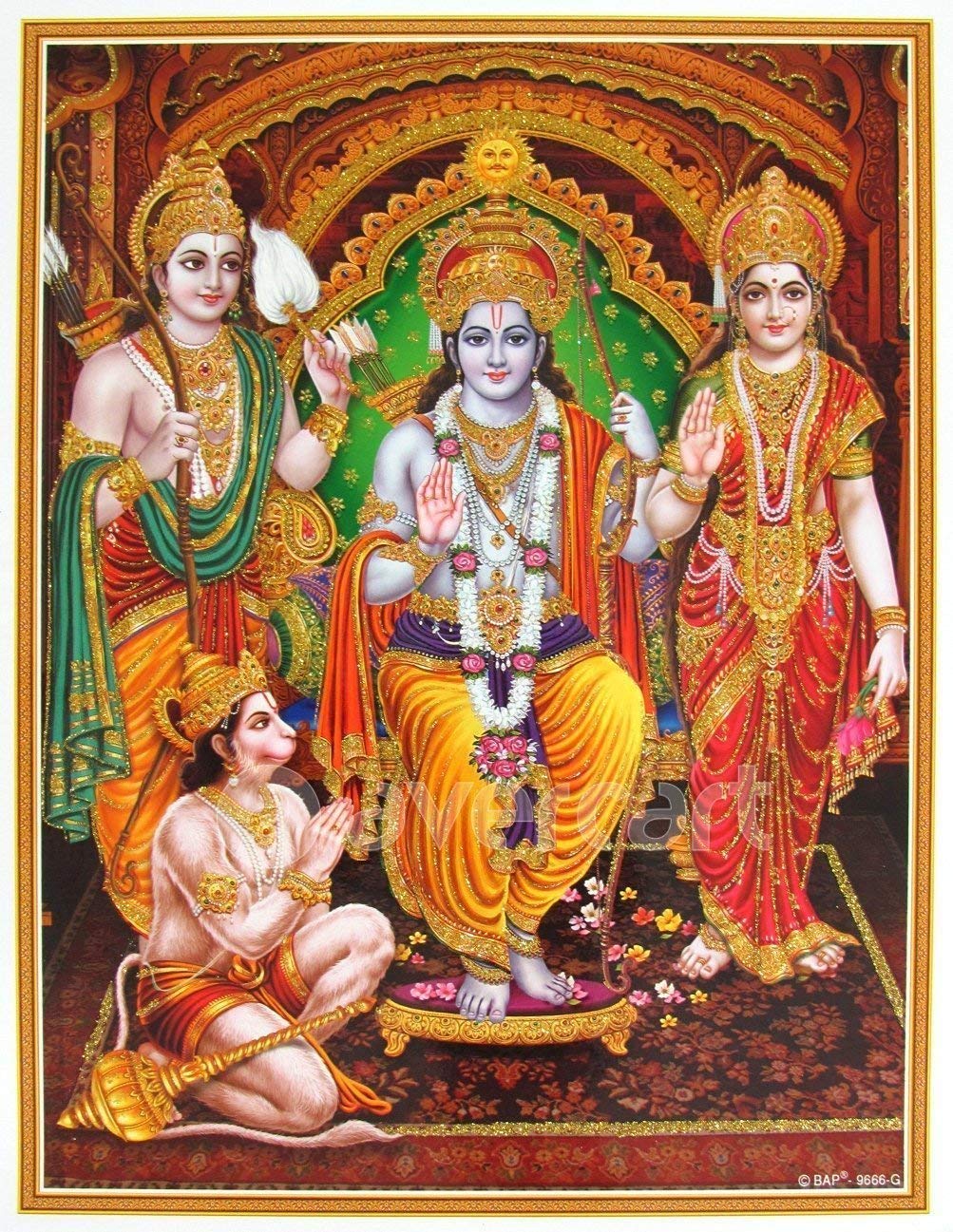 Buy Lord Rama/Shree Ram Darbar/Ram, Laxman, Janki (Sitaji) and Hanuman ...