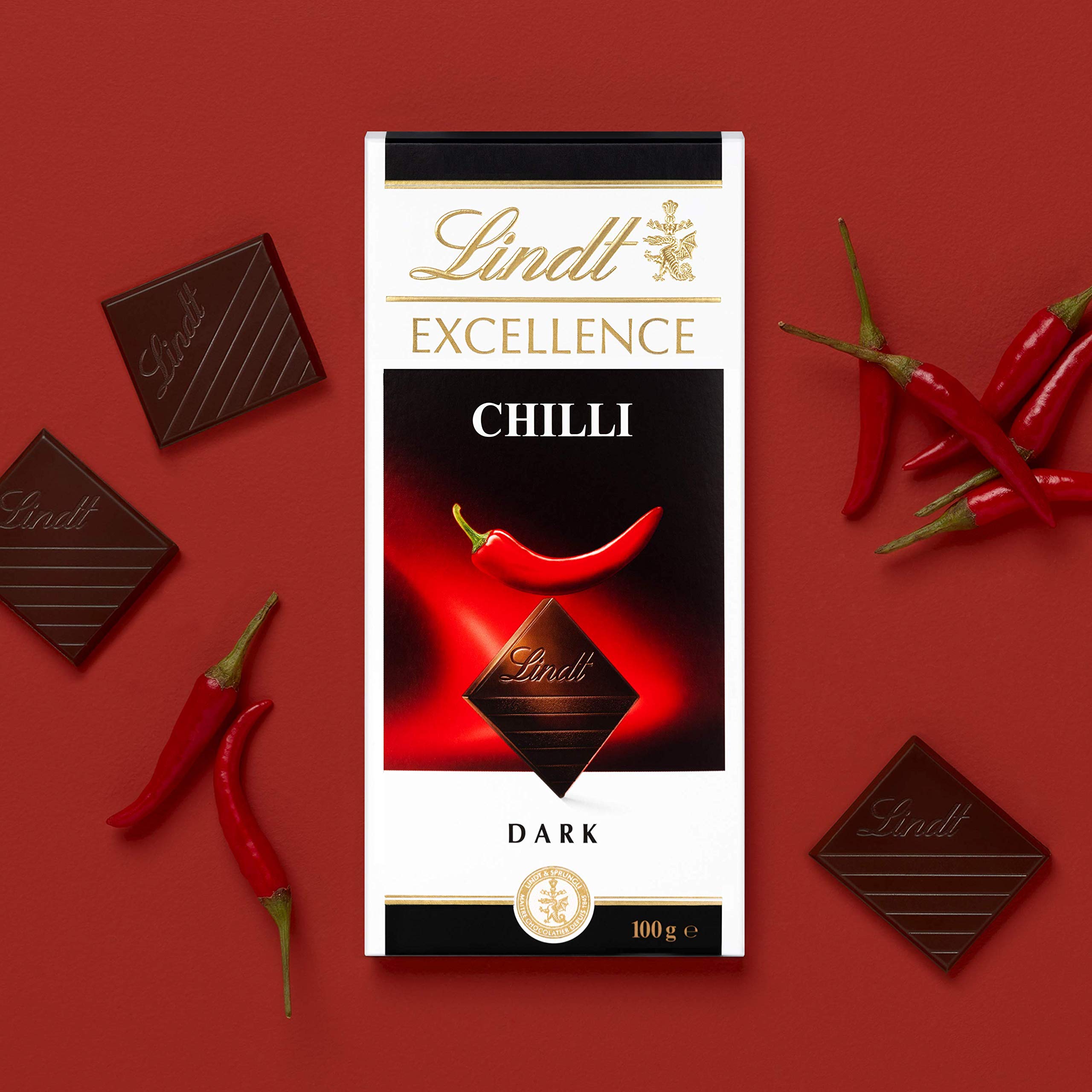 Lindt Excellence Dark Chilli Chocolate Bar Each 100 g (Pack of 5): Buy ...