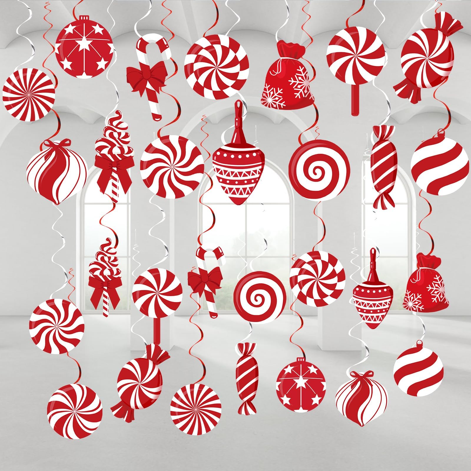 Amazon.com: Outus Christmas Hanging Decorations Candy Paper Fans ...