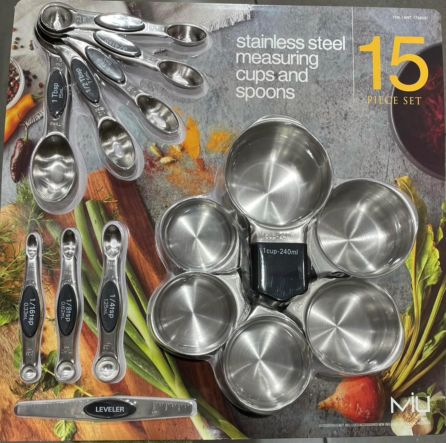 Amazon.com: MIU 15-PIECE STAINLESS STEEL MEASURING CUPS & MAGNETIC ...