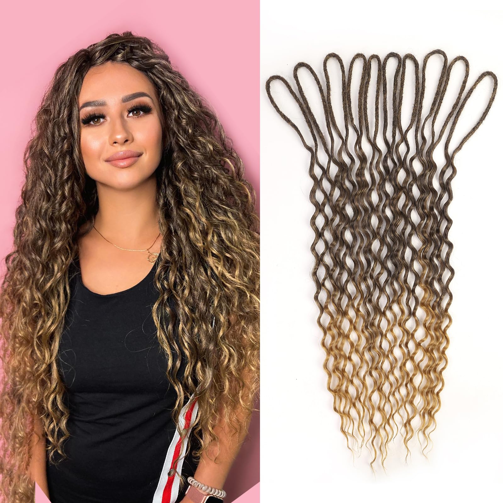 HANNE 10 Strands 24 Inch Double Ended Wavy Dreadlock Extensions with ...