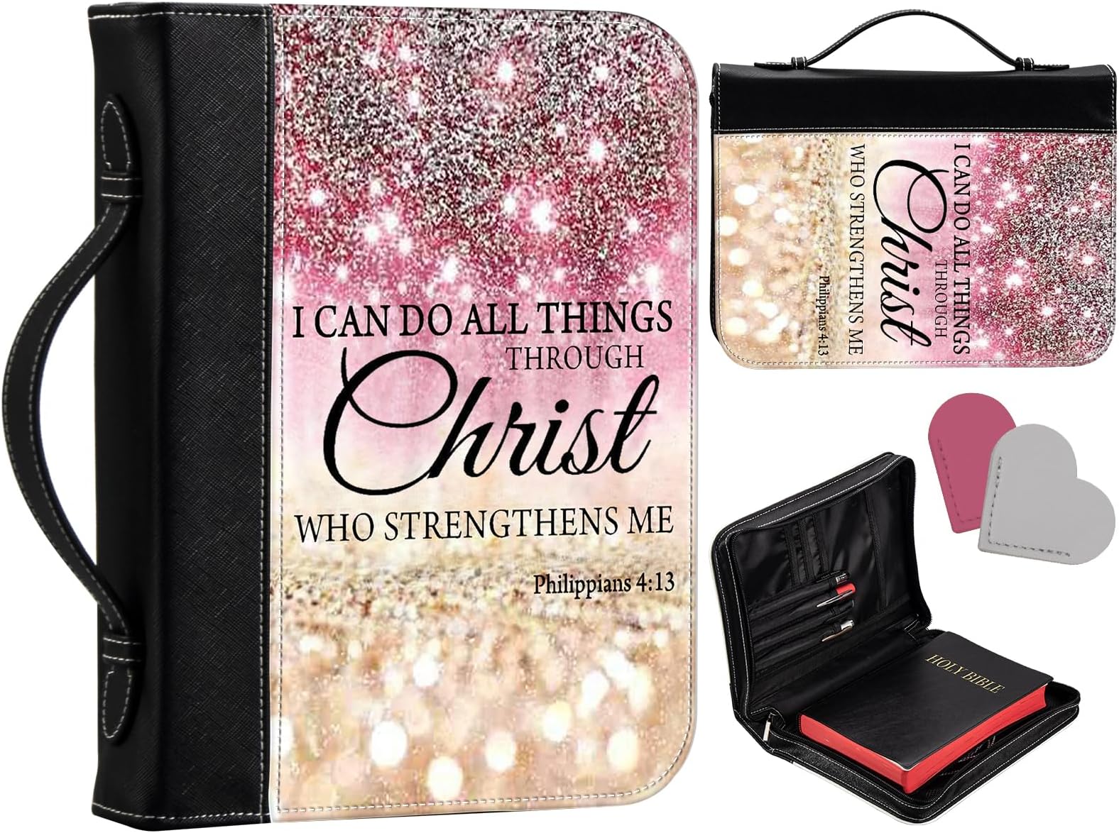 Amazon.com: Large Bible Cover Bible Carrying Case for Women Men Fit ...