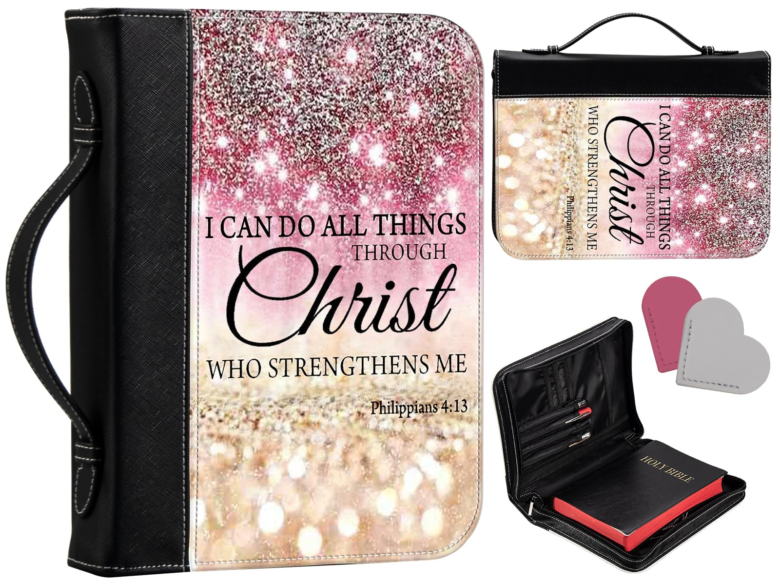 Amazon.com: Large Bible Cover Bible Carrying Case for Women Men Fit ...