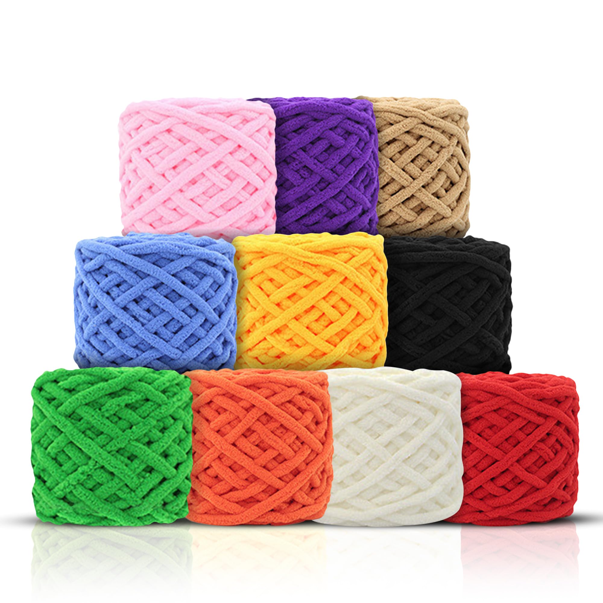 NEXMAR Chunky Crochet Yarn Acrylic Wool 100g 7mm Balls - Set of 10 ...