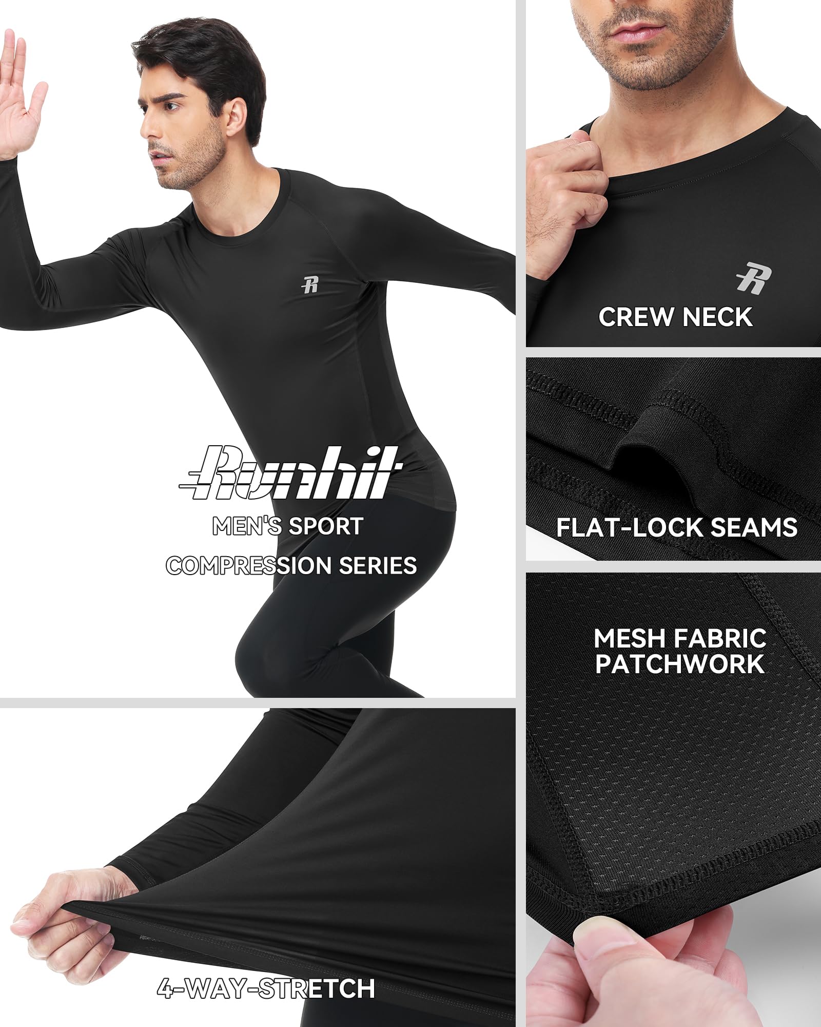 Snapklik.com : 2 Pack Mens Compression Shirts Long Sleeve Cool Dry ...