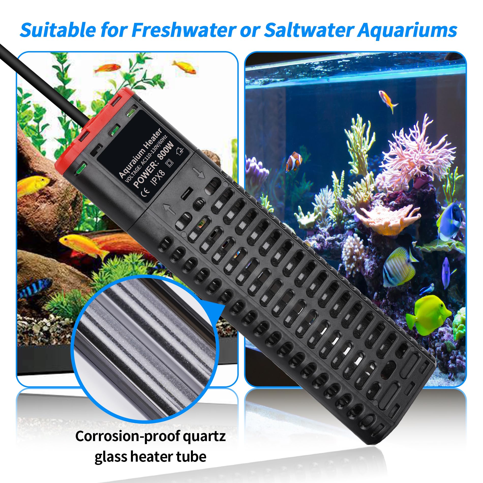 Snapklik.com : Cyitimo Aquarium Heater 800W Submersible Fish Tank Heater