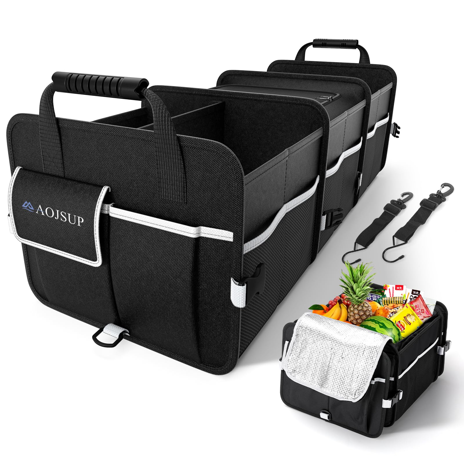 AojSup Car Boot Organiser with Fresh-keeping Bag, Large Capacity Car ...