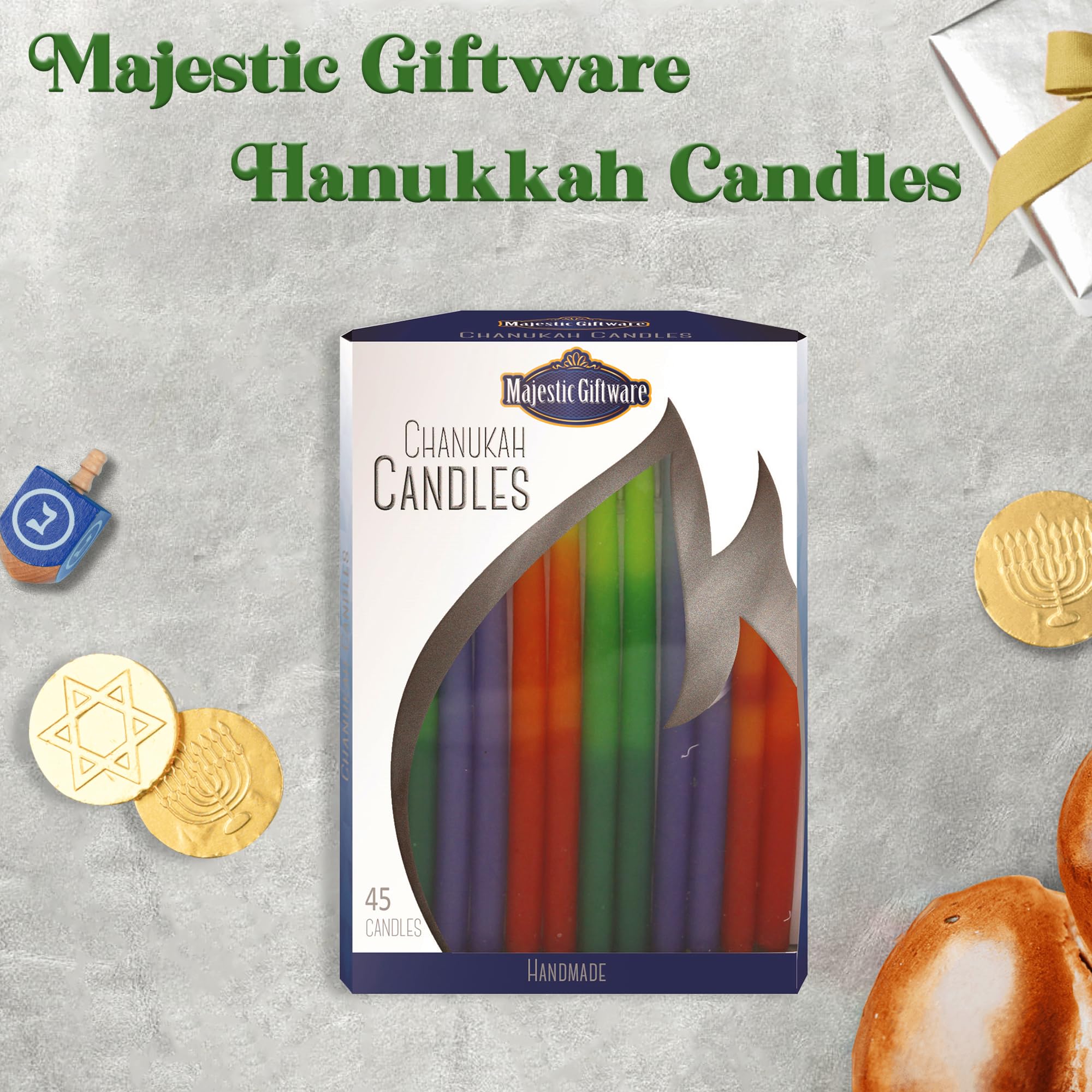 Chanukah Candles Fits Most Menorahs (Blue/Red/Orange 2 Stroke Candle