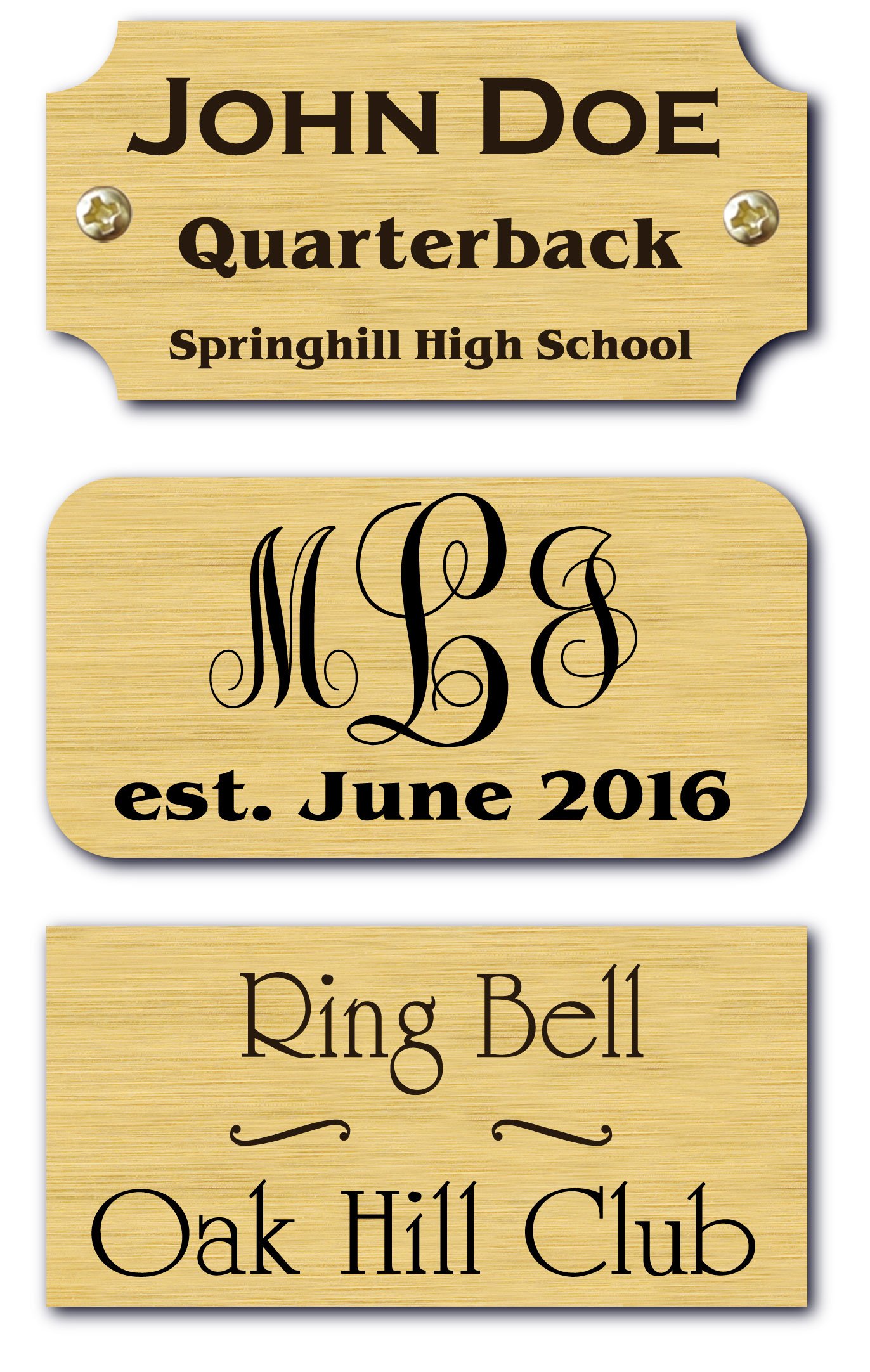 Amazon.com: 1" H x 2" W, Solid Brass Satin Gold Color Finish, Custom ...