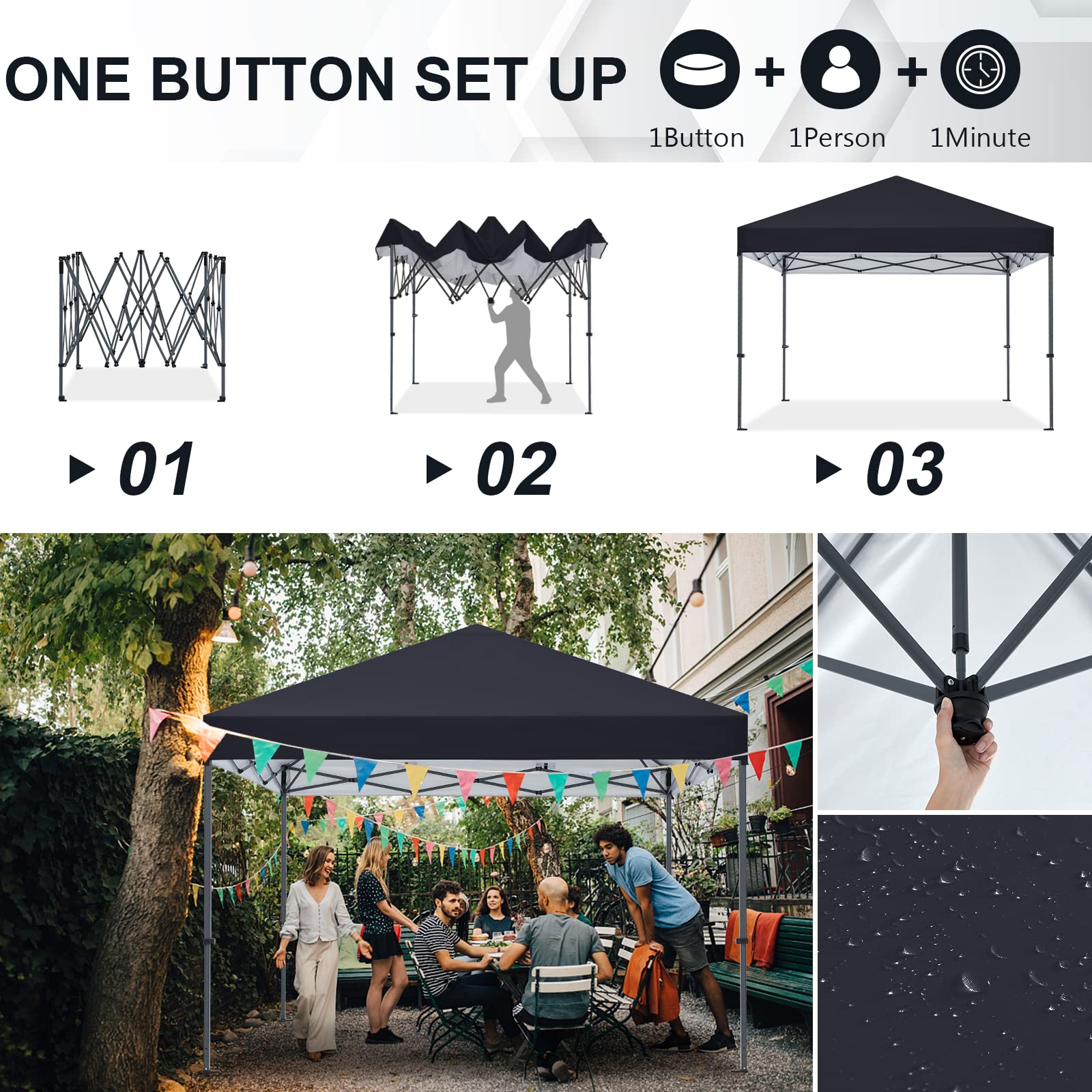Snapklik.com : COOSHADE Easy Pop Up Canopy Tent 8X8Ft