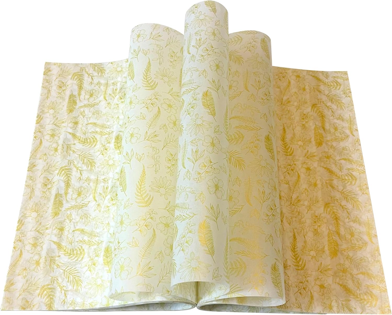 Amazon.com: Suiwen 150 Gold Floral &Leave Printed Wax Paper, Food ...