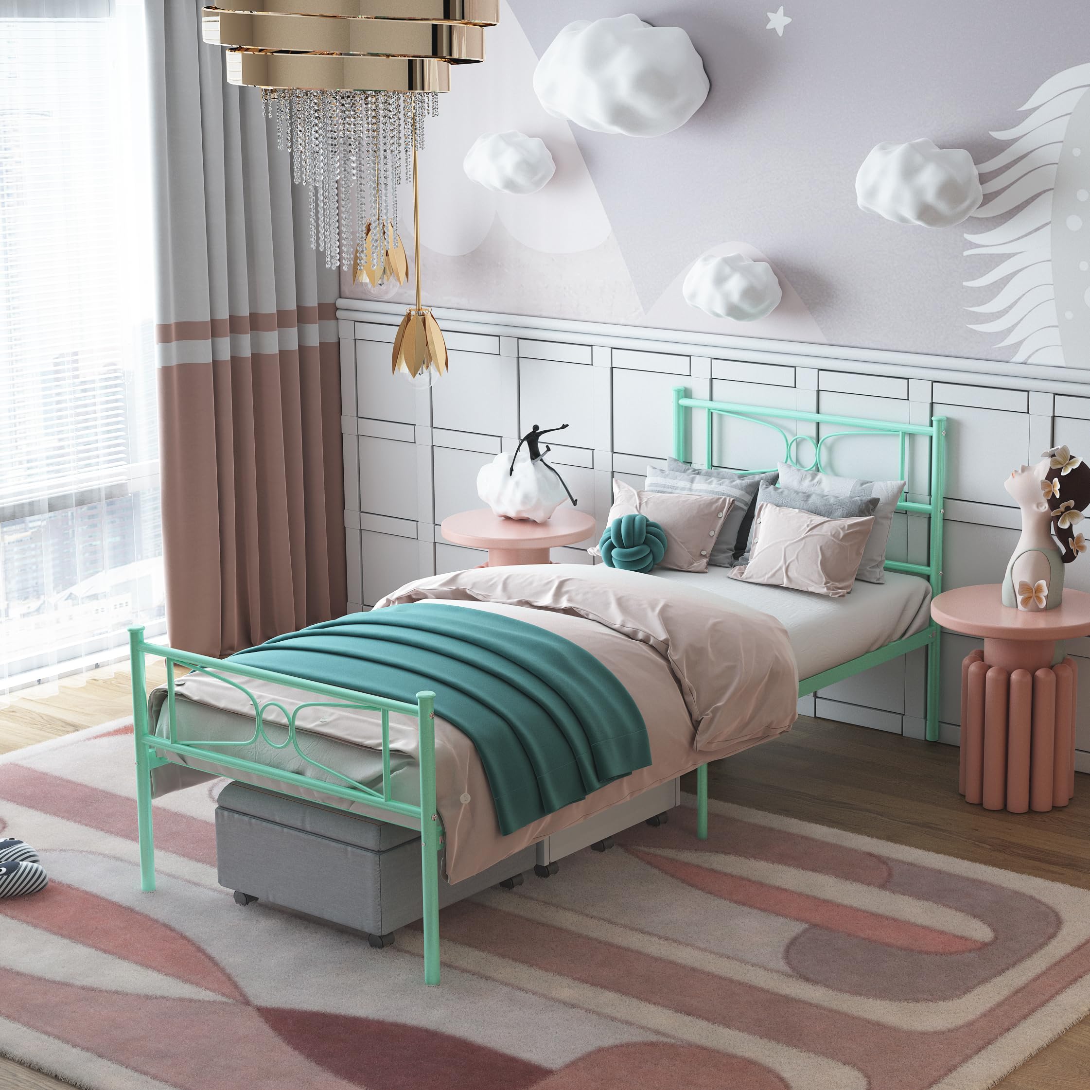 Twin Bed Frames with Storage for Girls Twin Beds for K'ids Metal ...