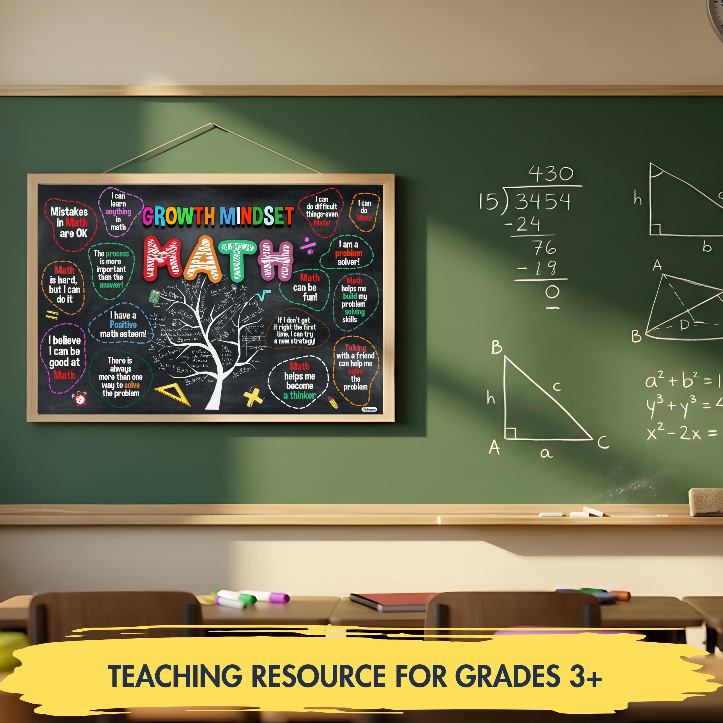Snapklik.com : ADOGEO Growth Mindset Math Poster - Inspirational Quote ...