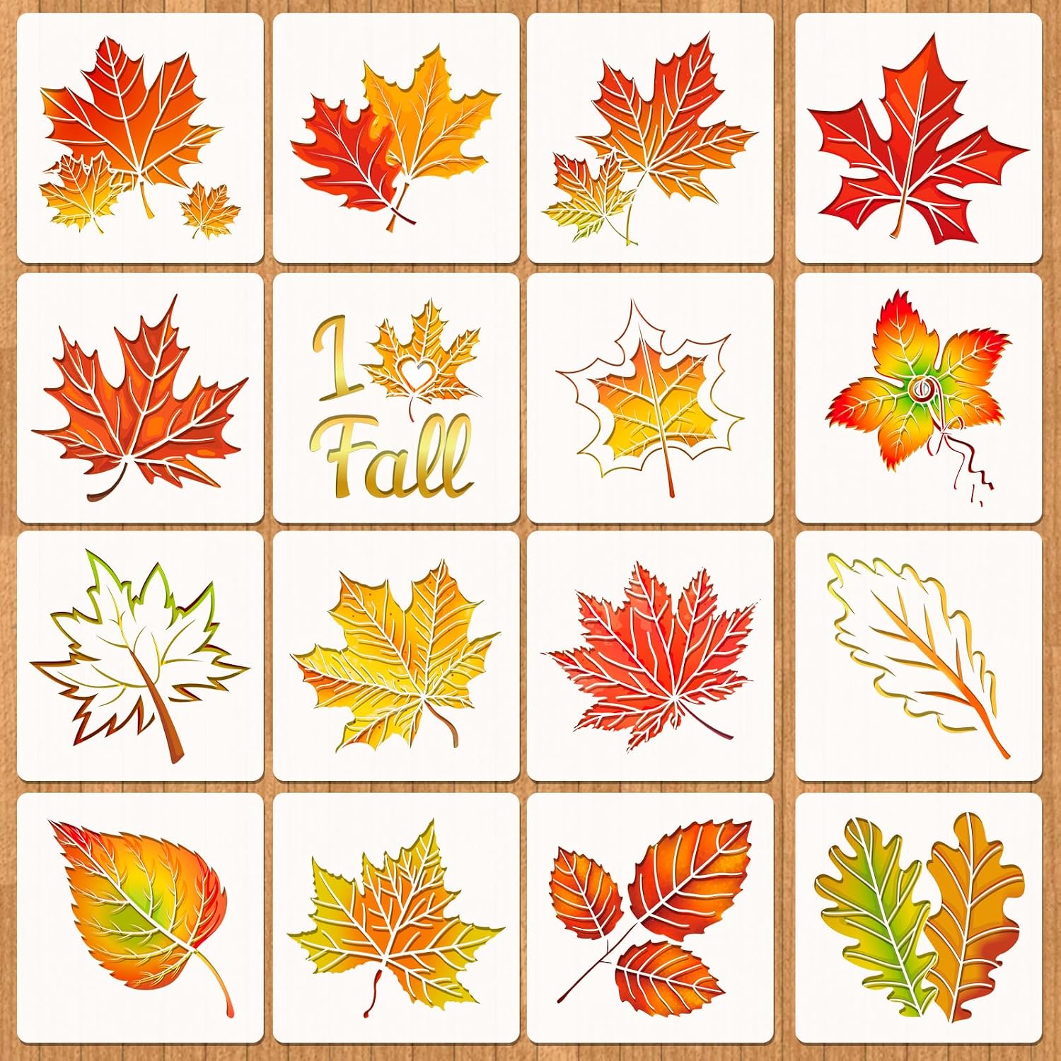 HOWAF 16pcs Autumn Stencils Autumn Leaves Decorations Stencils for ...