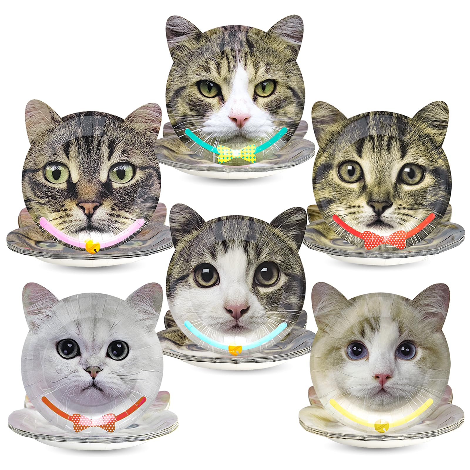 Snapklik.com : 60 Pcs Cat Paper Plates Realistic 3D Kitty Cat Party ...